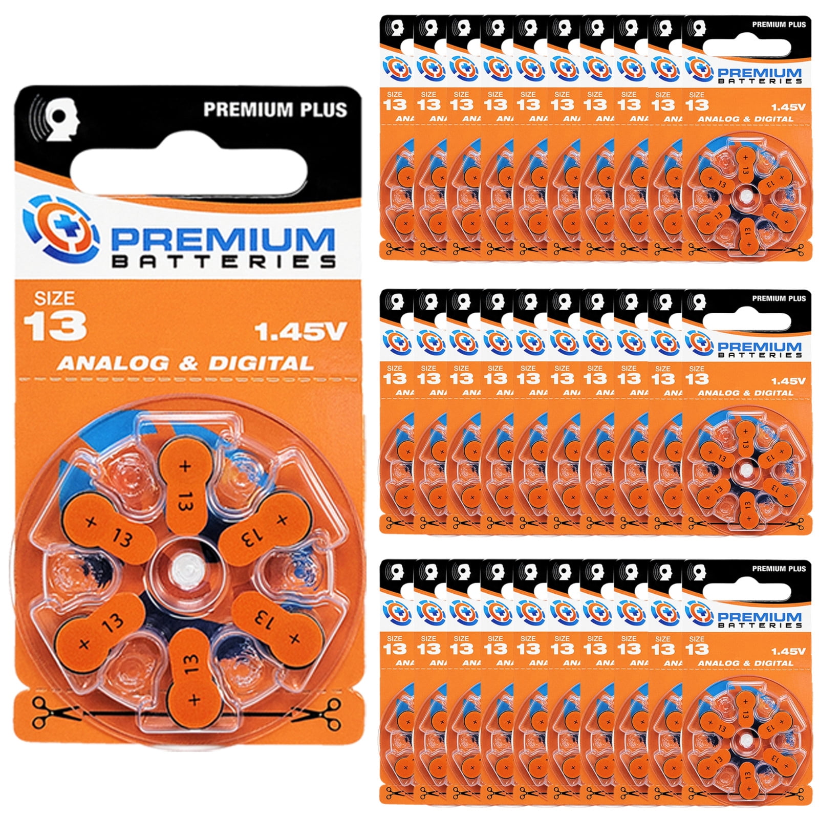 Premium Batteries Premium Plus Size 13 PR48 1.45V Zinc Air Hearing Aid ...