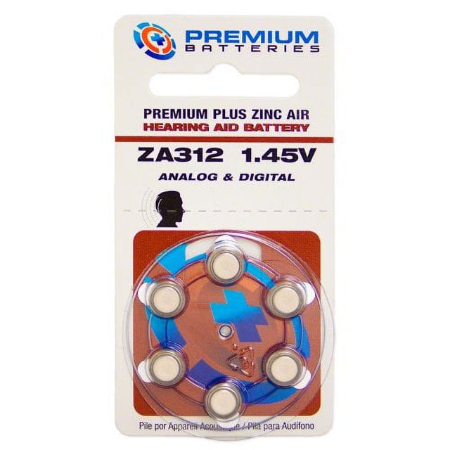 Premium Batteries Premium Plus Size 312 ZA312 PR41 P312 1.45V Zinc Air Hearing Aid Batteries ...