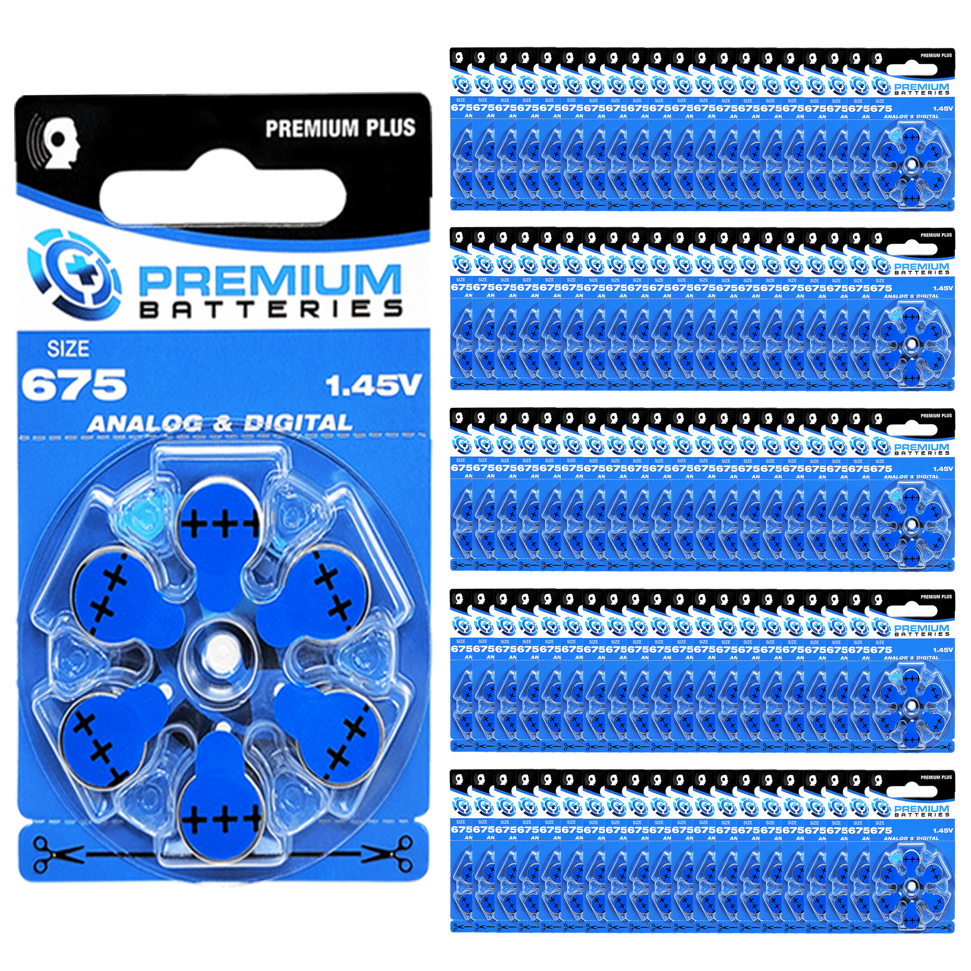 Premium Batteries Premium Plus Size 675 ZA675 PR44 P675 1.45V Zinc Air Hearing Aid Batteries ...