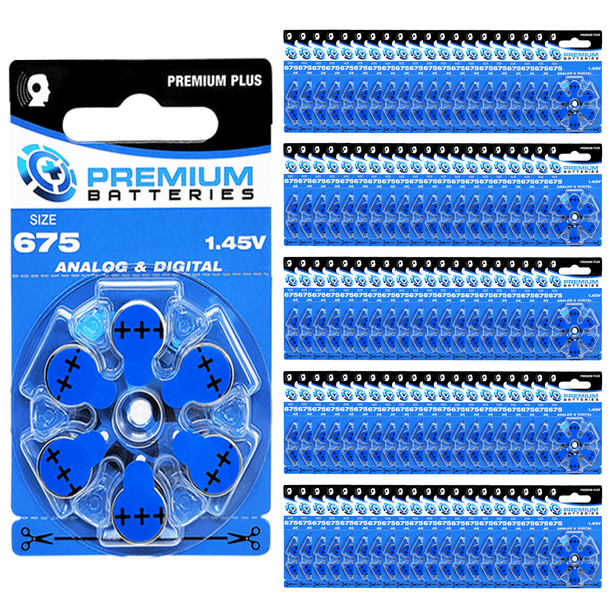 Premium Batteries Premium Plus Size 675 ZA675 PR44 P675 1.45V Zinc Air Hearing Aid Batteries ...
