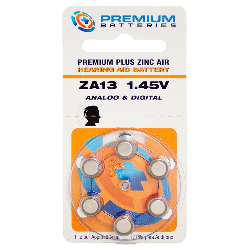 Premium Batteries Size 13, PR48, P13, ZA13 1.45V Zinc Air Hearing Aid Batteries Orange Tab (12 ...