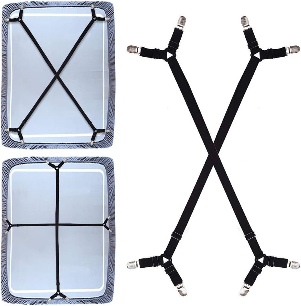 Thivcen Adjustable Bed Sheet Fasteners, Elastic Crisscross Straps ...