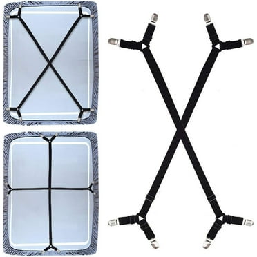 4 Pc Sheet Grippers Bed Elastic Straps Fasteners Clasp Suspender Clips ...