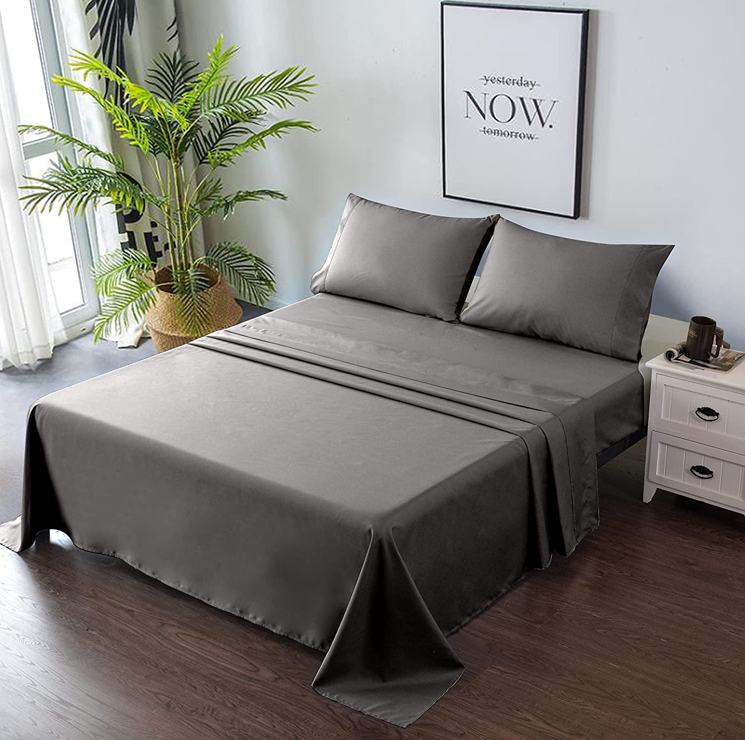 Premium Bed Sheet Set - Breathable and Soft - 4 Piece Set - Deep Pocket ...