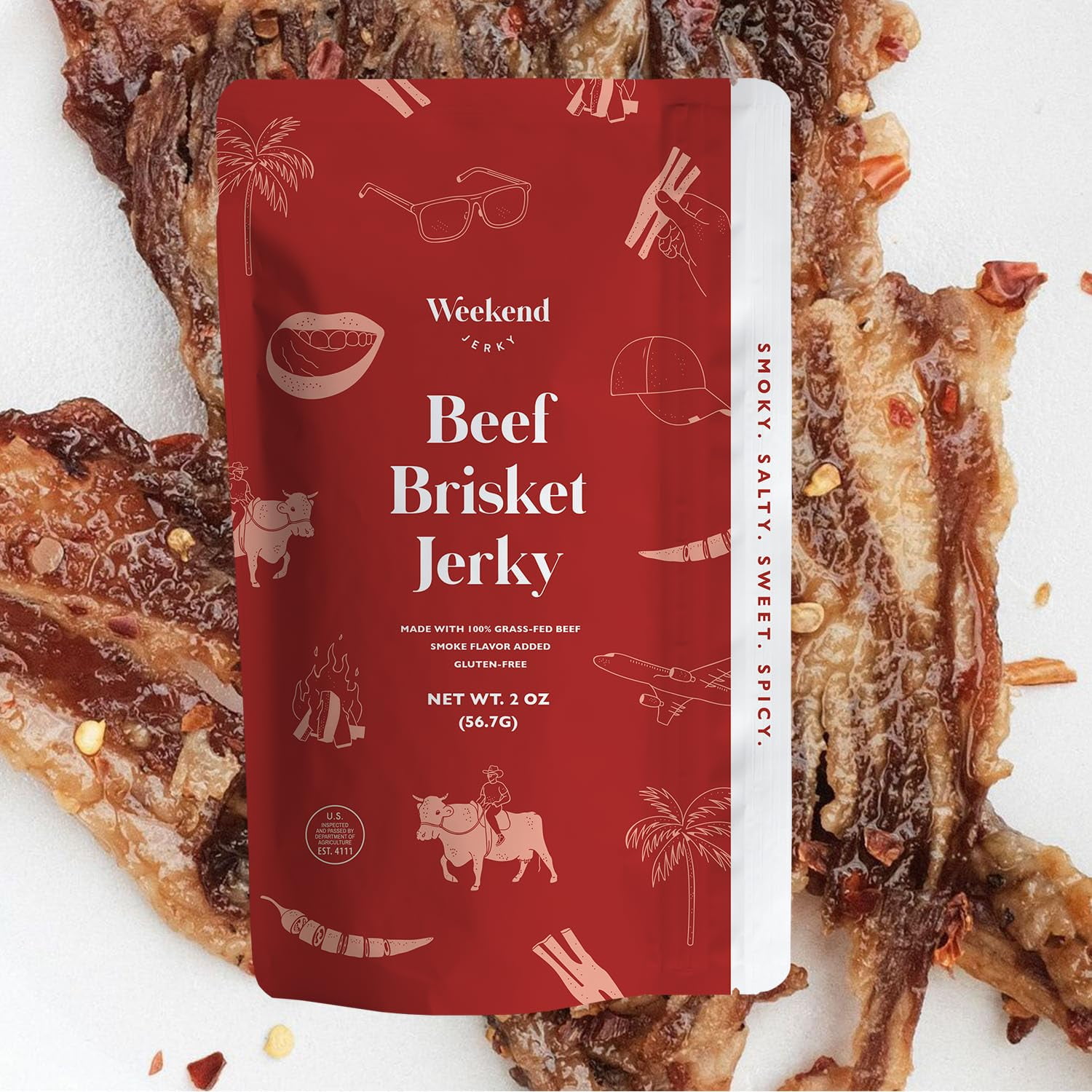 Premium Beef Brisket Jerky TSF6 by Weekend Jerky - Made Grass-Fed Beef ...