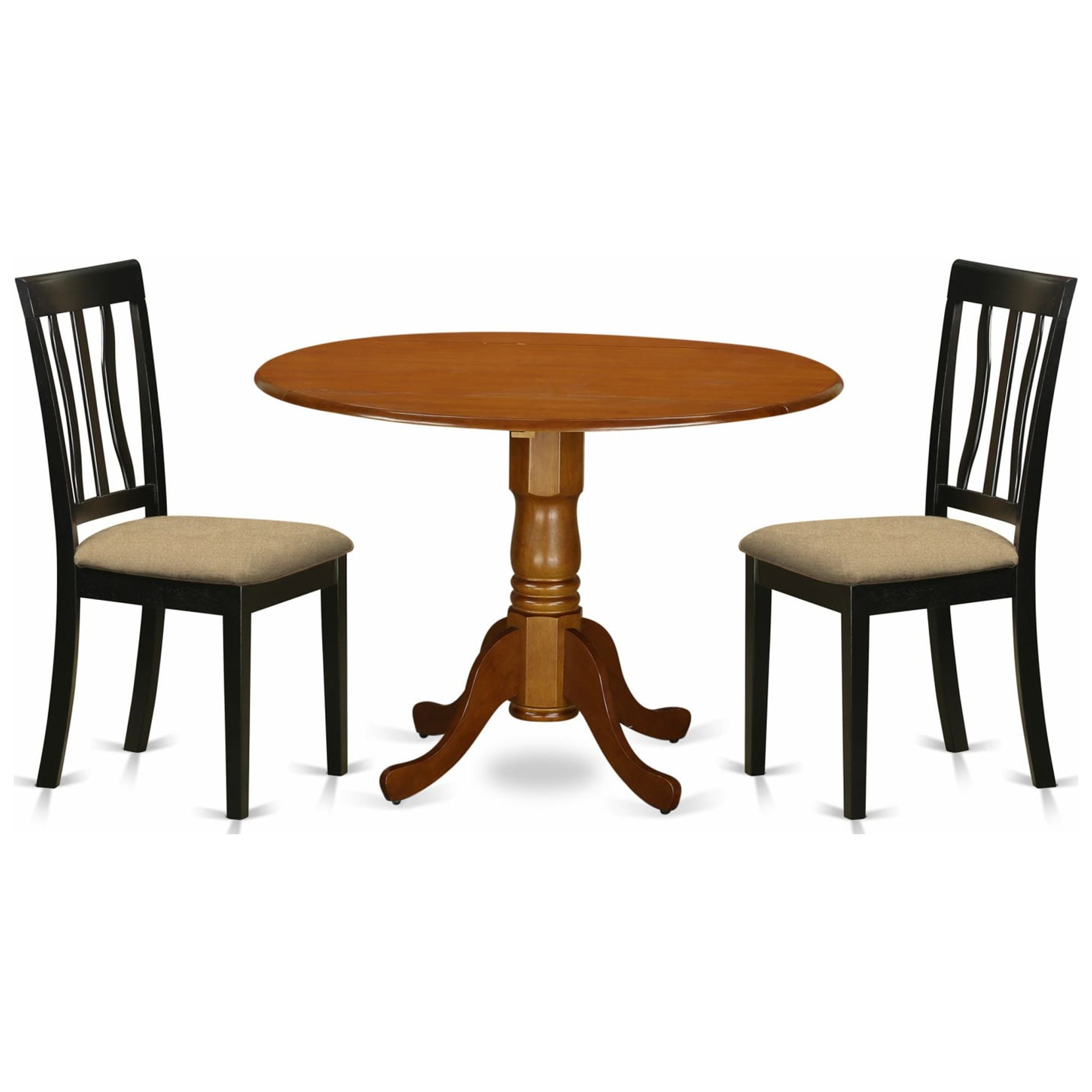 Premium Black & Cherry Round Dining Table Set - 3 Piece with Microfiber ...