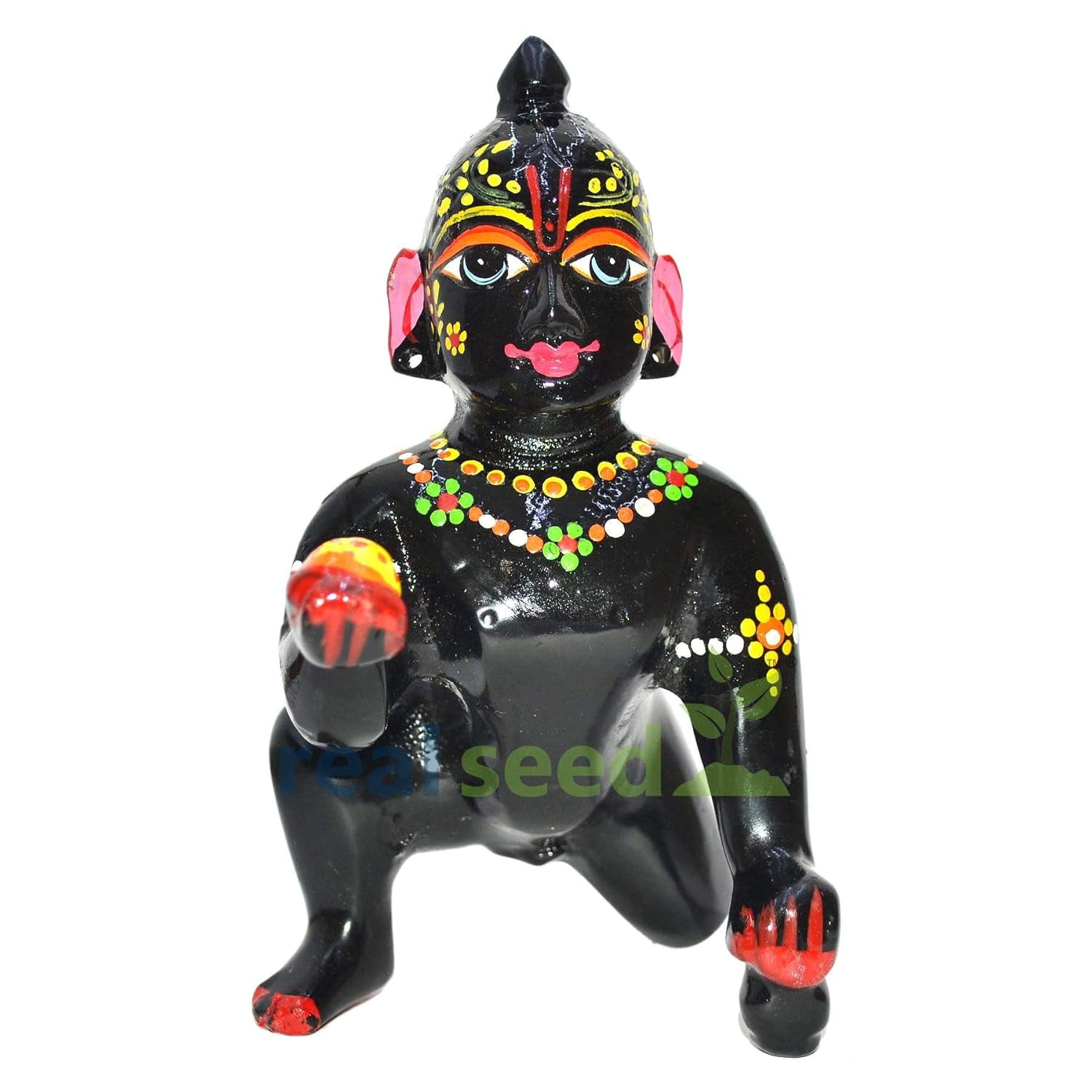 Premium Black Coated Brass Laddoo Gopal Idol, Hand Painted, Baby Krishna, Brass Idol, Metal Bal ...