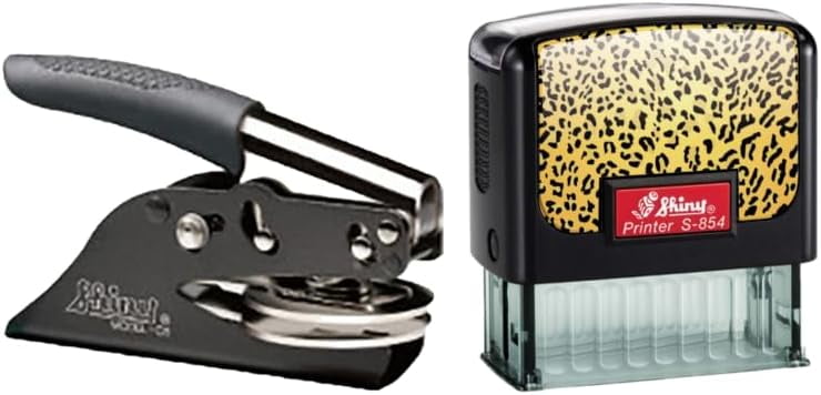 Premium Black Notary Seal Embosser and Cheetah Faceplate S-854 Self ...
