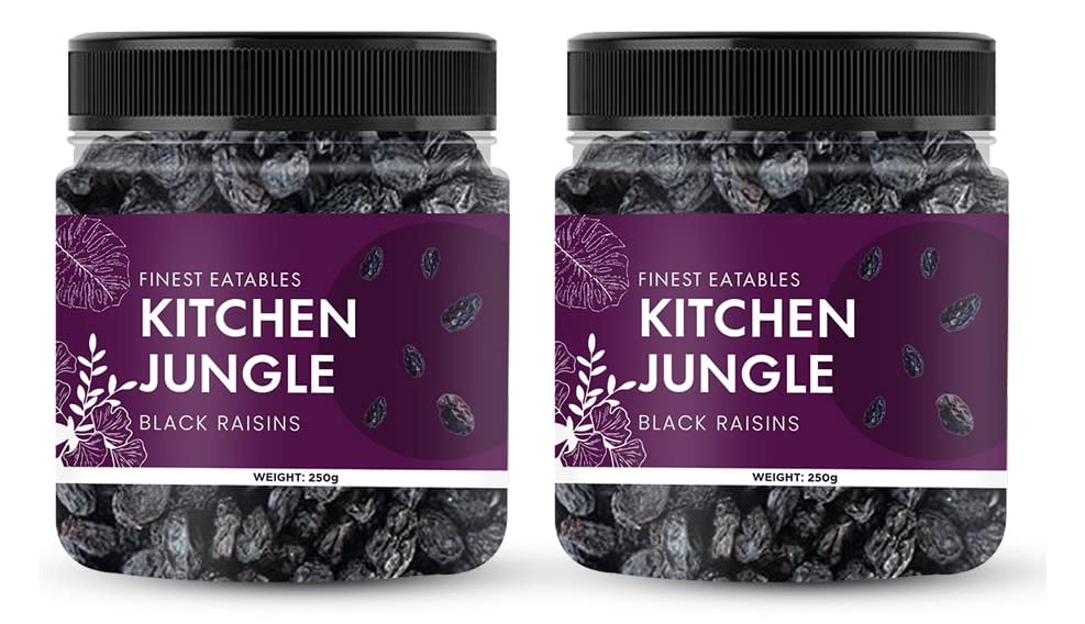 Premium Black Raisins By Kitchen Jungle 500gm, (250gm * 2) | Good ...