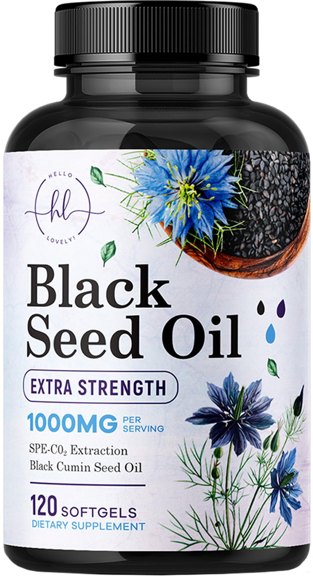 Black Seed Oil 1000mg - Pure Nigella Sativa Blackseed with Thymoquinone (Non-GMO & Vegan) for ...