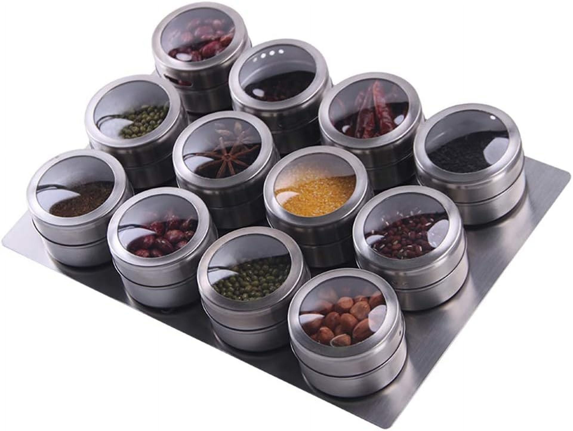 Premium Black Spice Rack, Stainless-Steel Magnetic Container With ...
