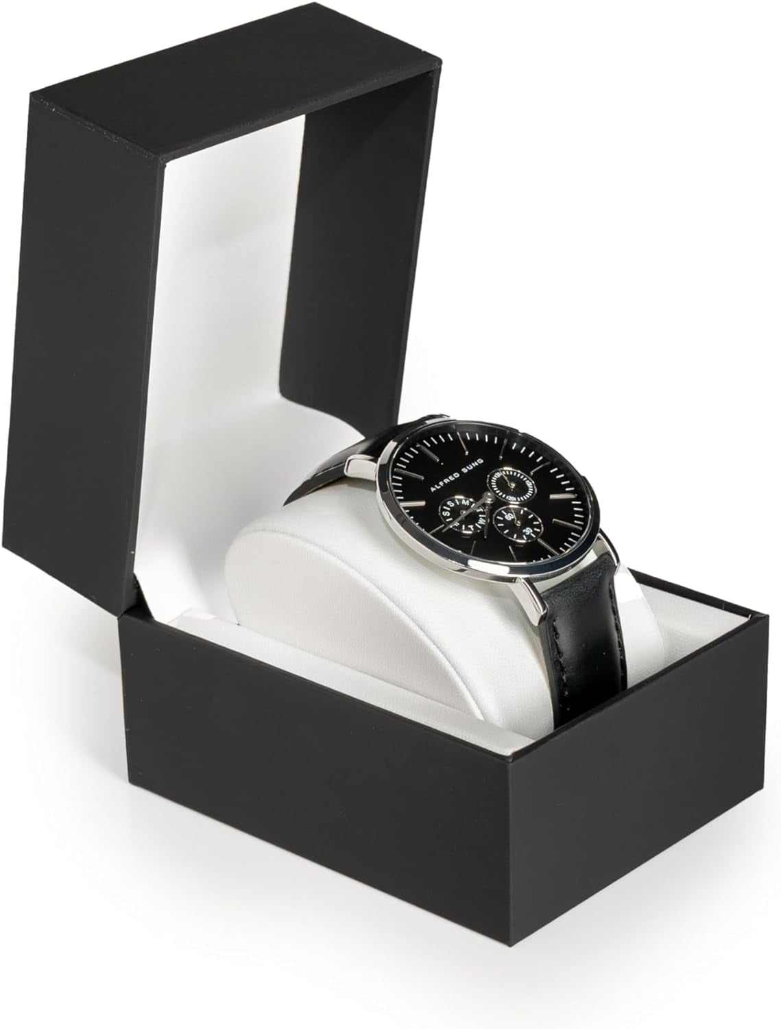 Premium Black Watch Gift Box with Pillow – Single Watch Case Storage ...