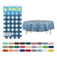 Premium Blue Gingham Checkered Plastic Table Cloth Disposable (6 Pack ...