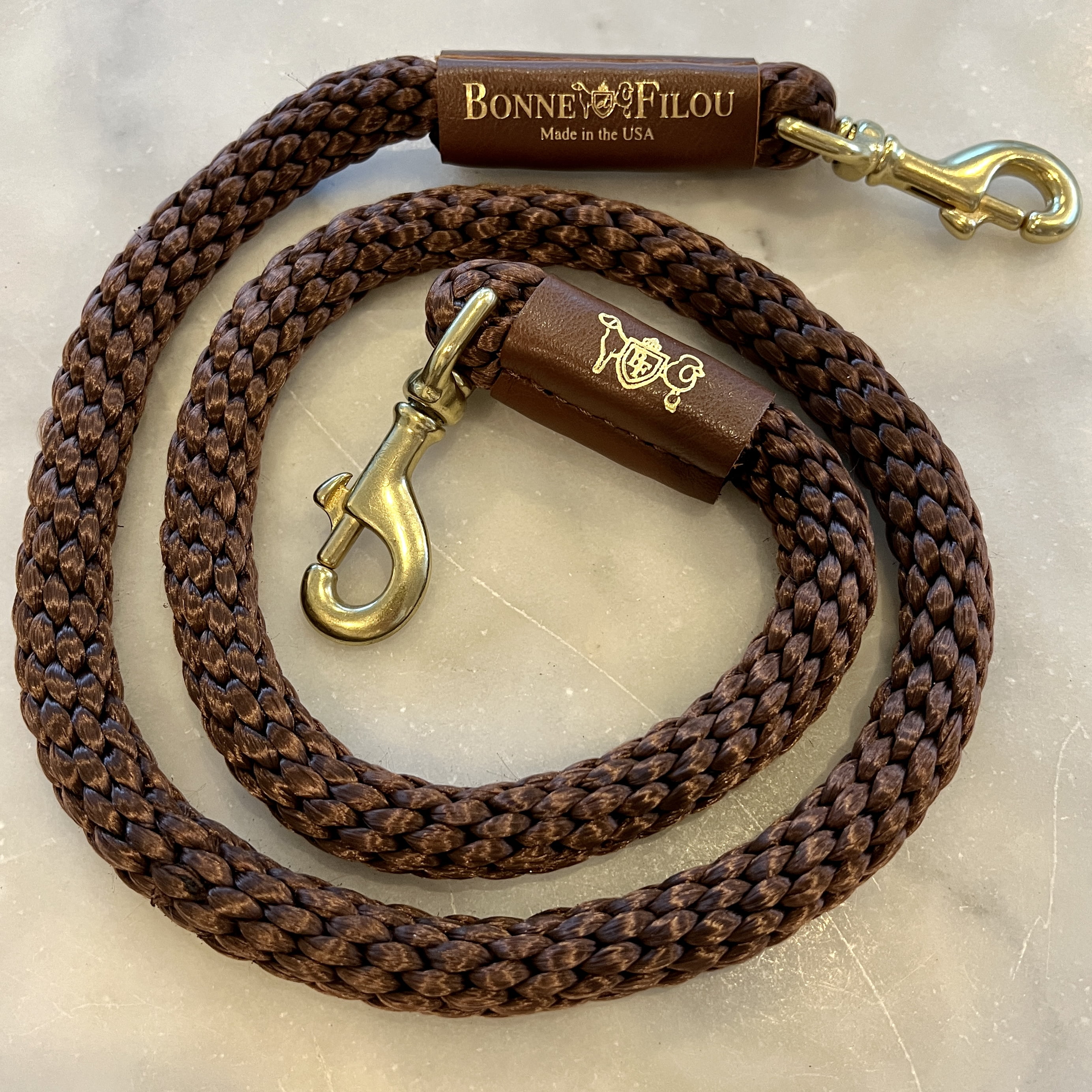 Premium Braided Rope Leash - Brown with Brown Leather Sleeve - Walmart.com