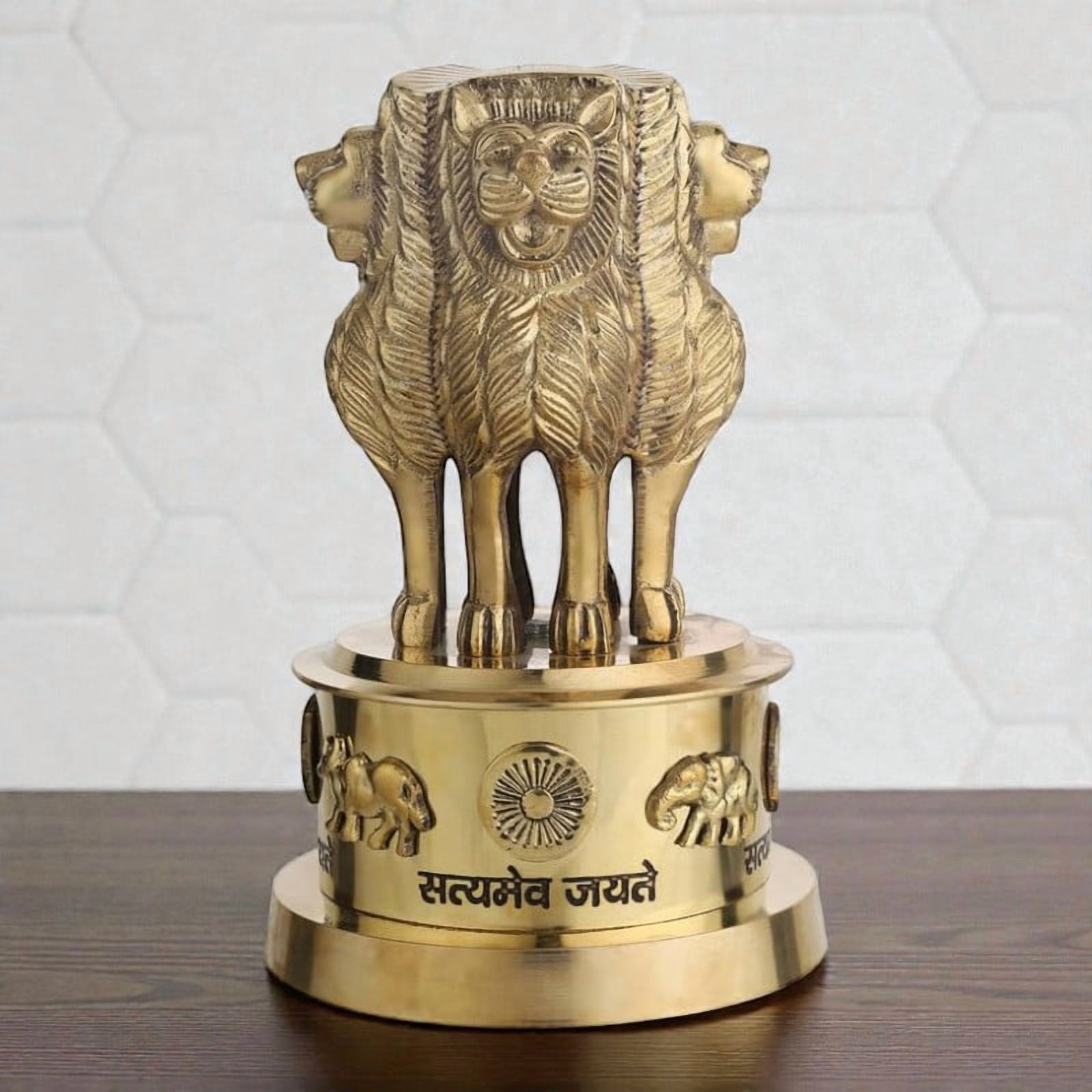 Premium Brass Ashok Stambh Stand | Ashoka Pillar National Emblem Statue ...