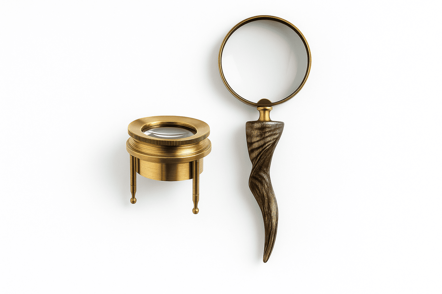 Premium Brass & Wood Magnifying Glass Set of 2 – Vintage Handheld ...