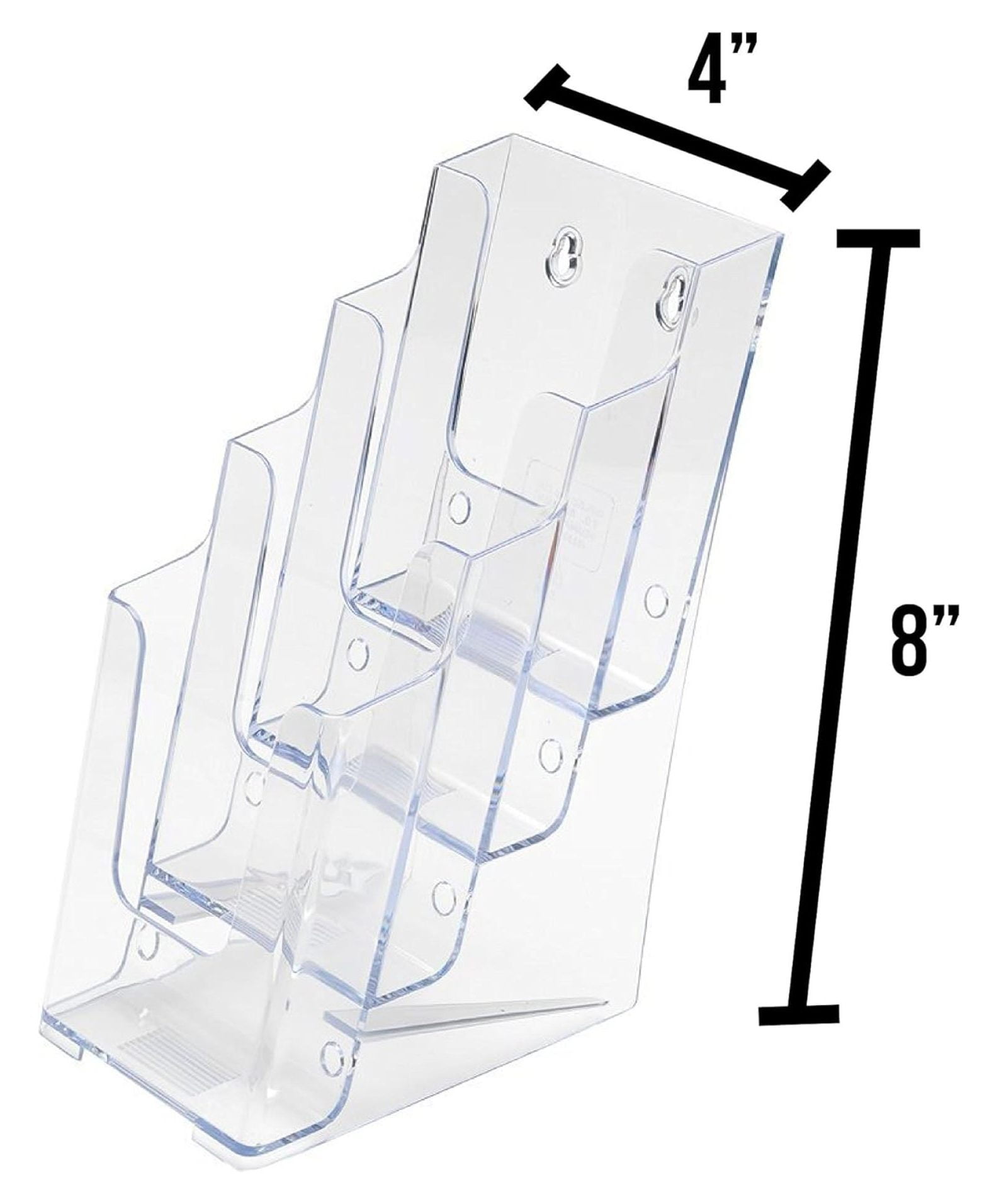Premium Brochures Holder for 4” Trifold Booklets – 4-Tier – Clear ...