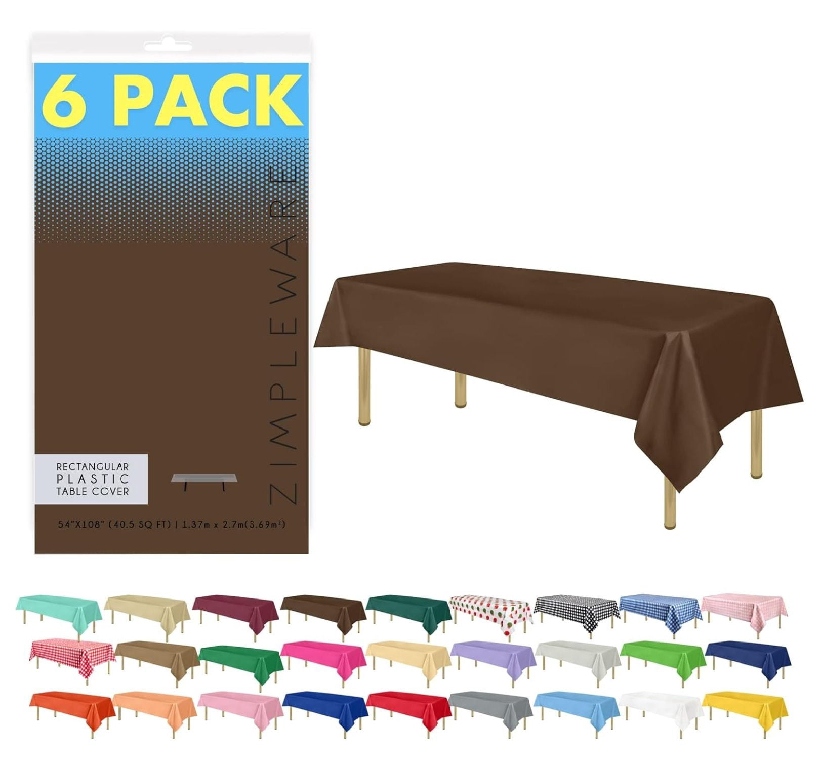 Premium Brown Plastic Table Cloth Disposable (6 Pk) Plastic Tablecloths ...