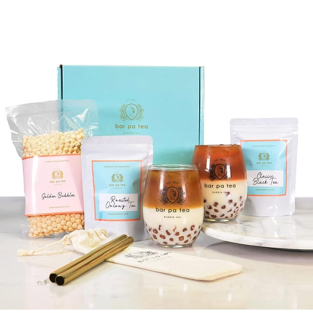 Premium Bubble Tea Kit, Black Tea & Roasted Oolong Tea Gift Set ...