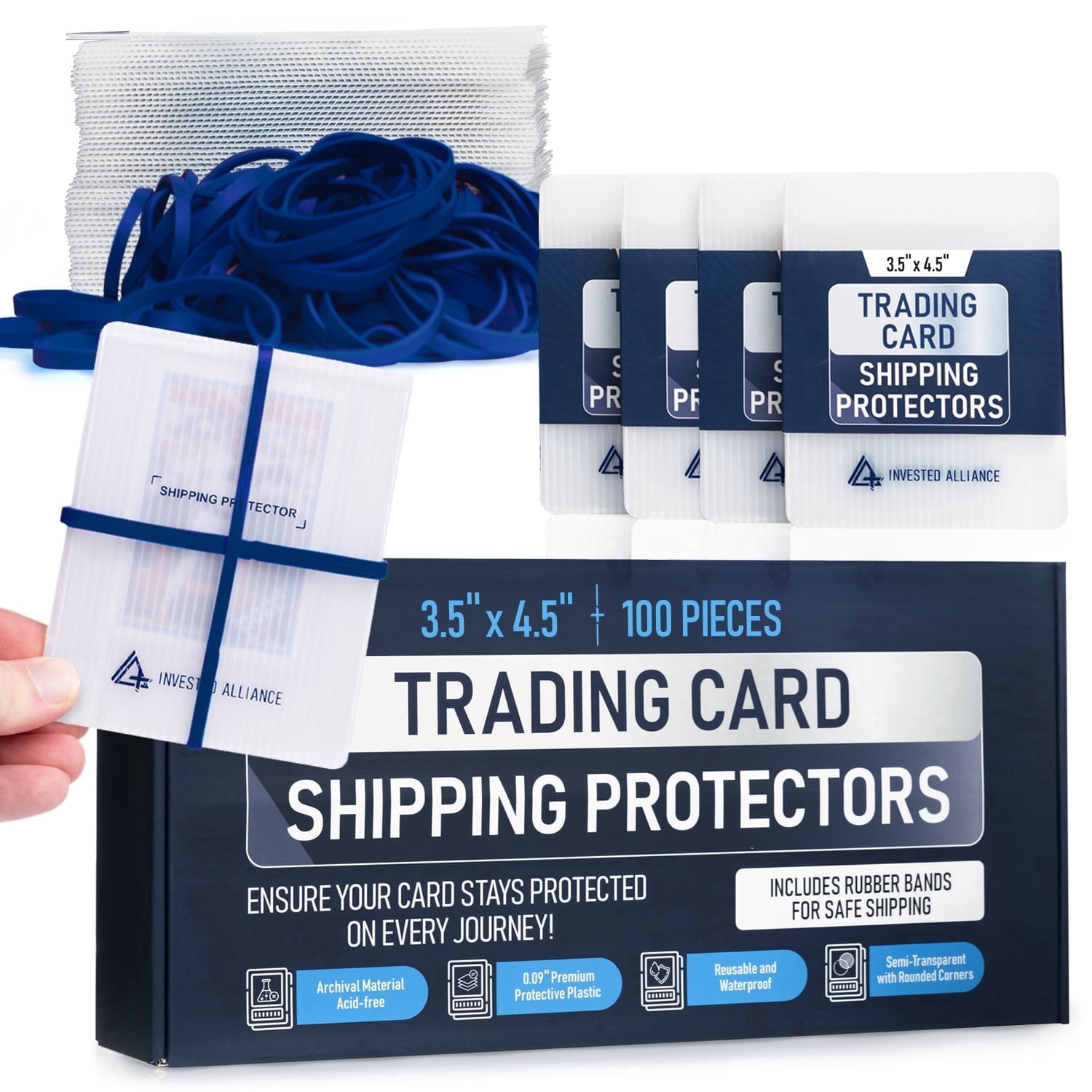 Premium Bundle 3.5X4.5 Trading Card Shipping Protector with Rubber ...