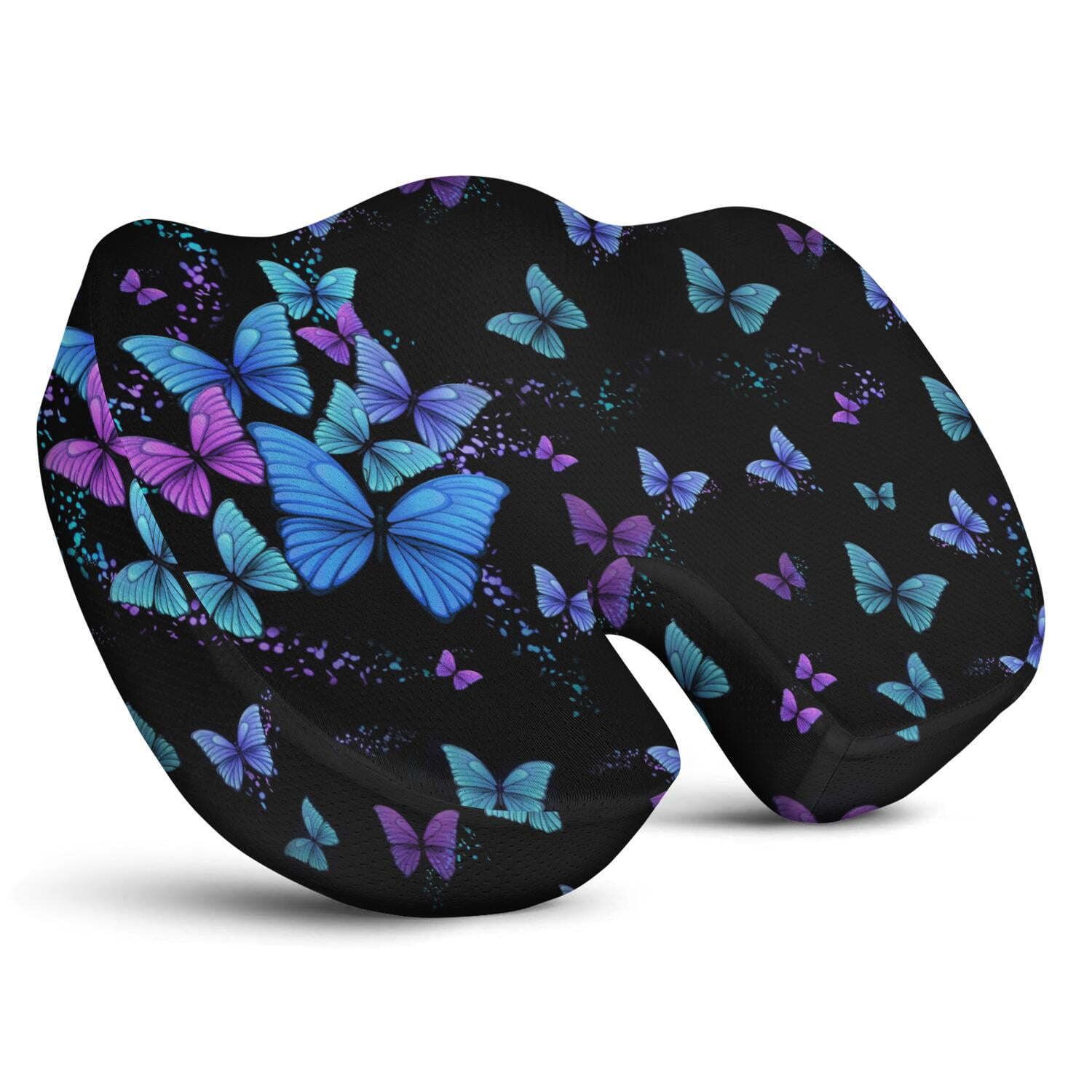 Premium Butterfly Pattern Memory Foam Seat Cushion Ergonomic Chair Pad ...