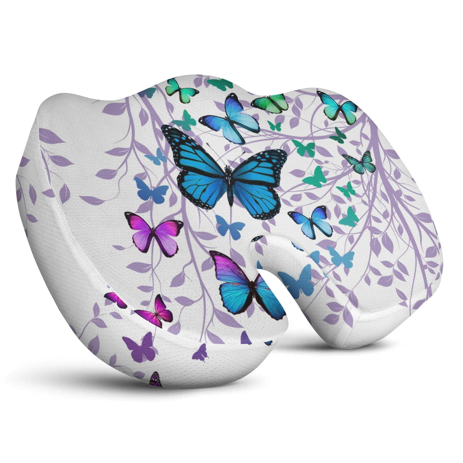 Premium Butterfly Pattern Memory Foam Seat Cushion Ergonomic Chair Pad ...