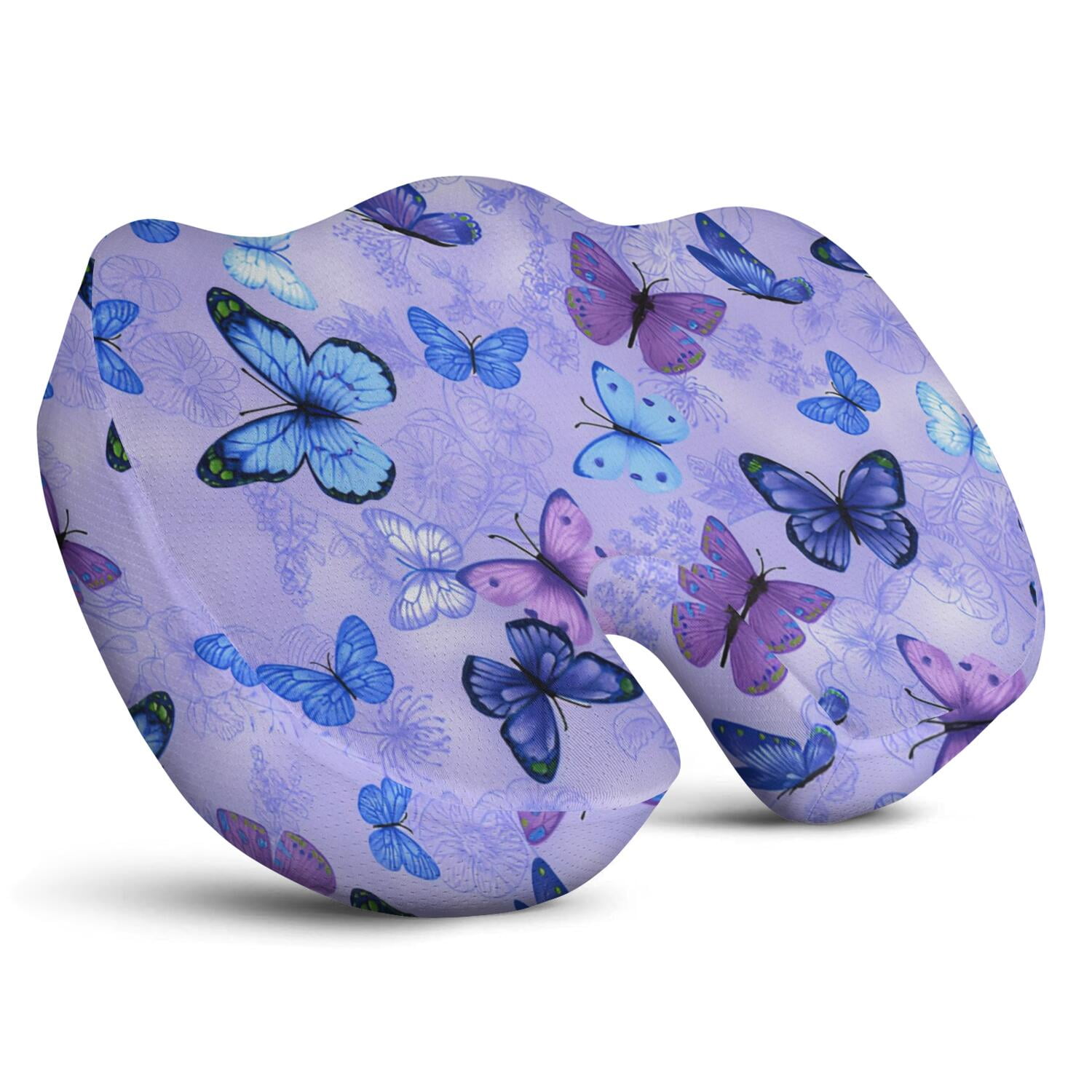 Premium Butterfly Pattern Memory Foam Seat Cushion Ergonomic Chair Pad ...