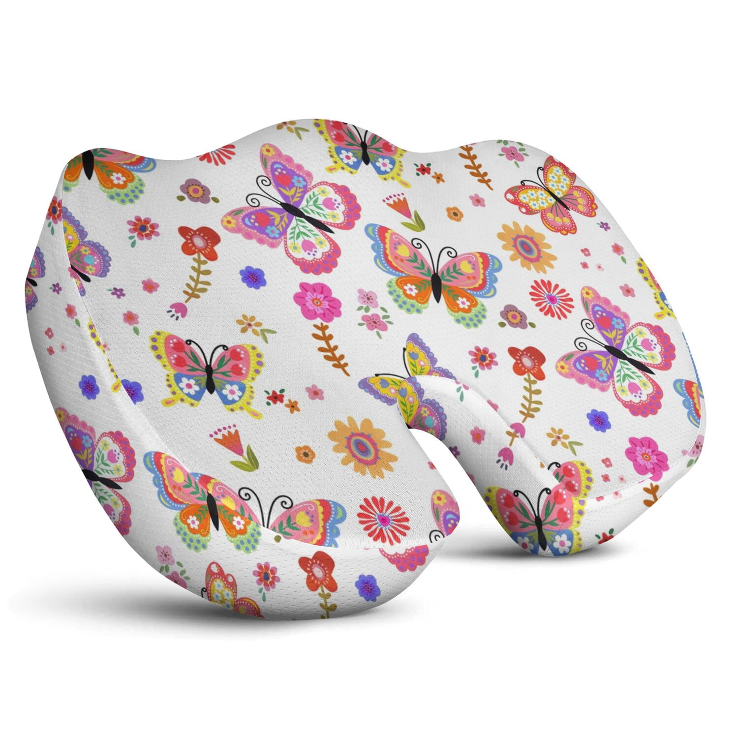 Premium Butterfly Pattern Memory Foam Seat Cushion Ergonomic Chair Pad ...