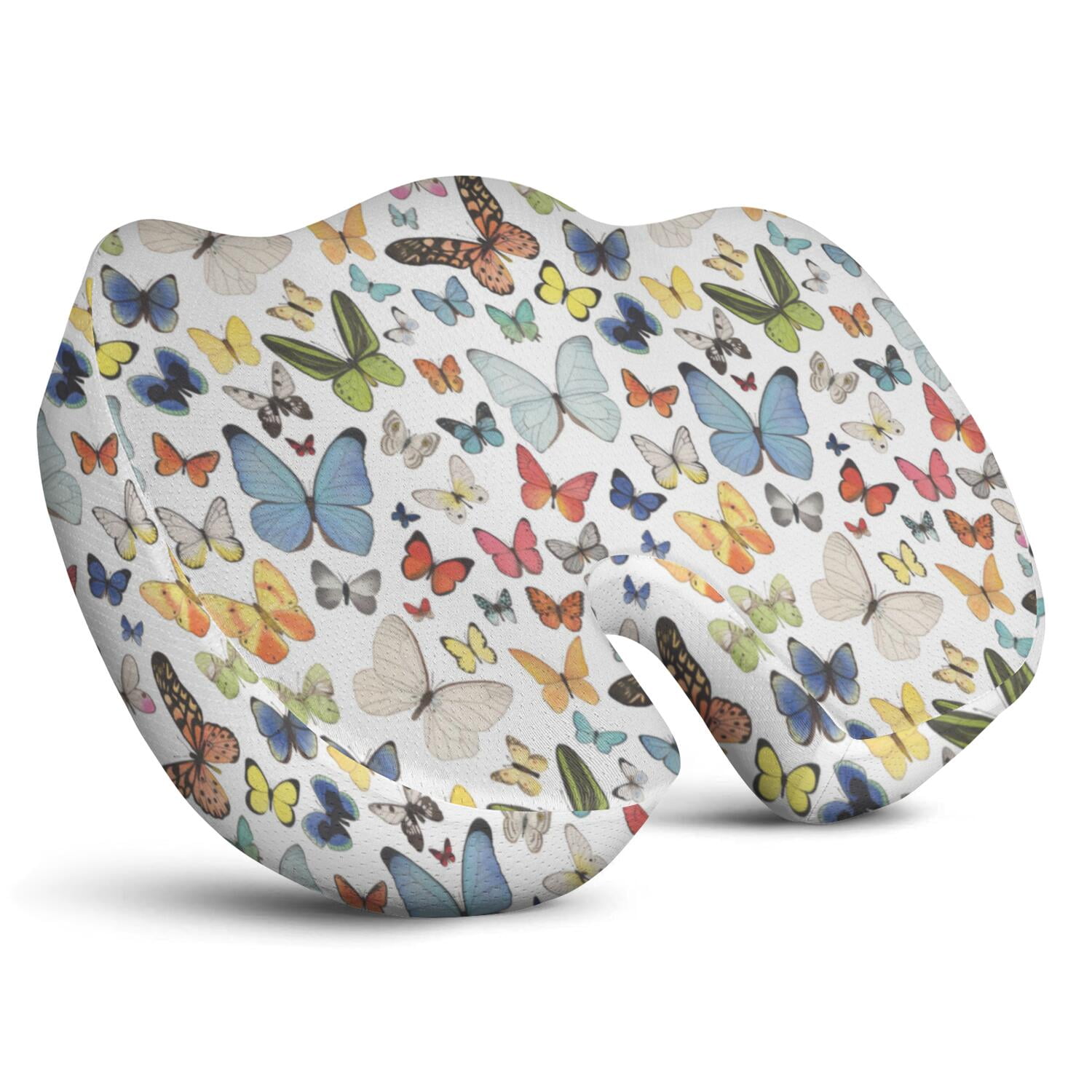 Premium Butterfly Pattern Memory Foam Seat Cushion Ergonomic Chair Pad ...