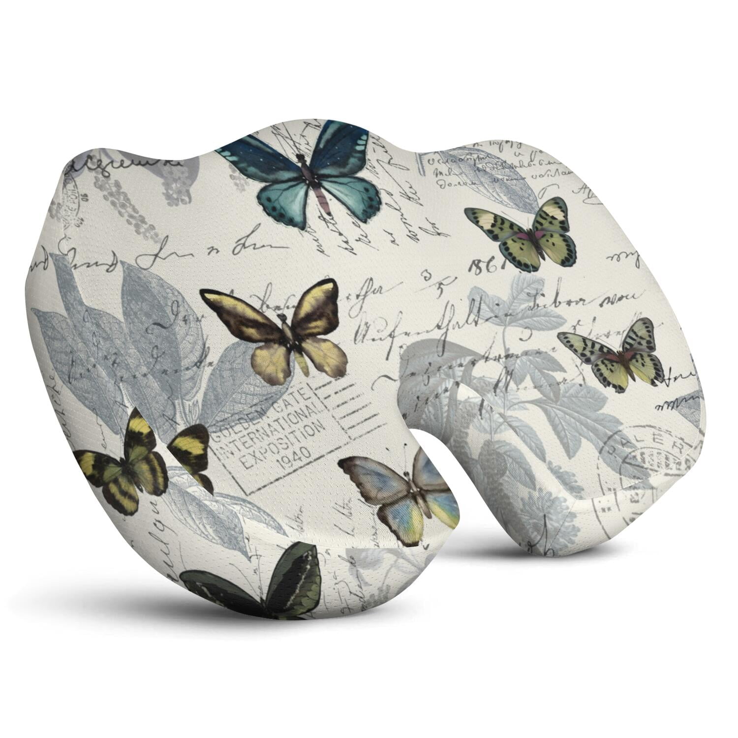 Premium Butterfly Pattern Memory Foam Seat Cushion Ergonomic Chair Pad ...