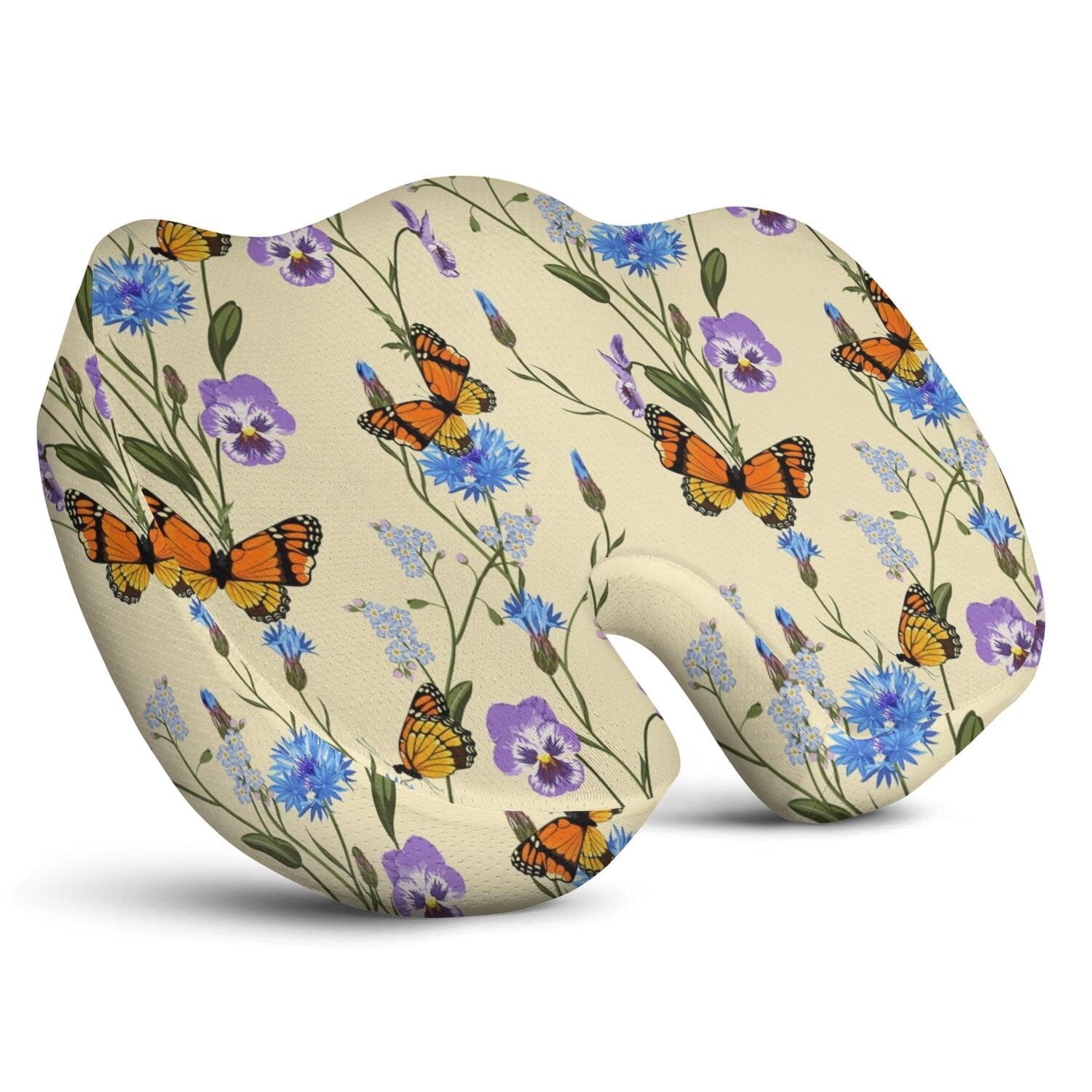 Premium Butterfly Pattern Memory Foam Seat Cushion Ergonomic Chair Pad ...