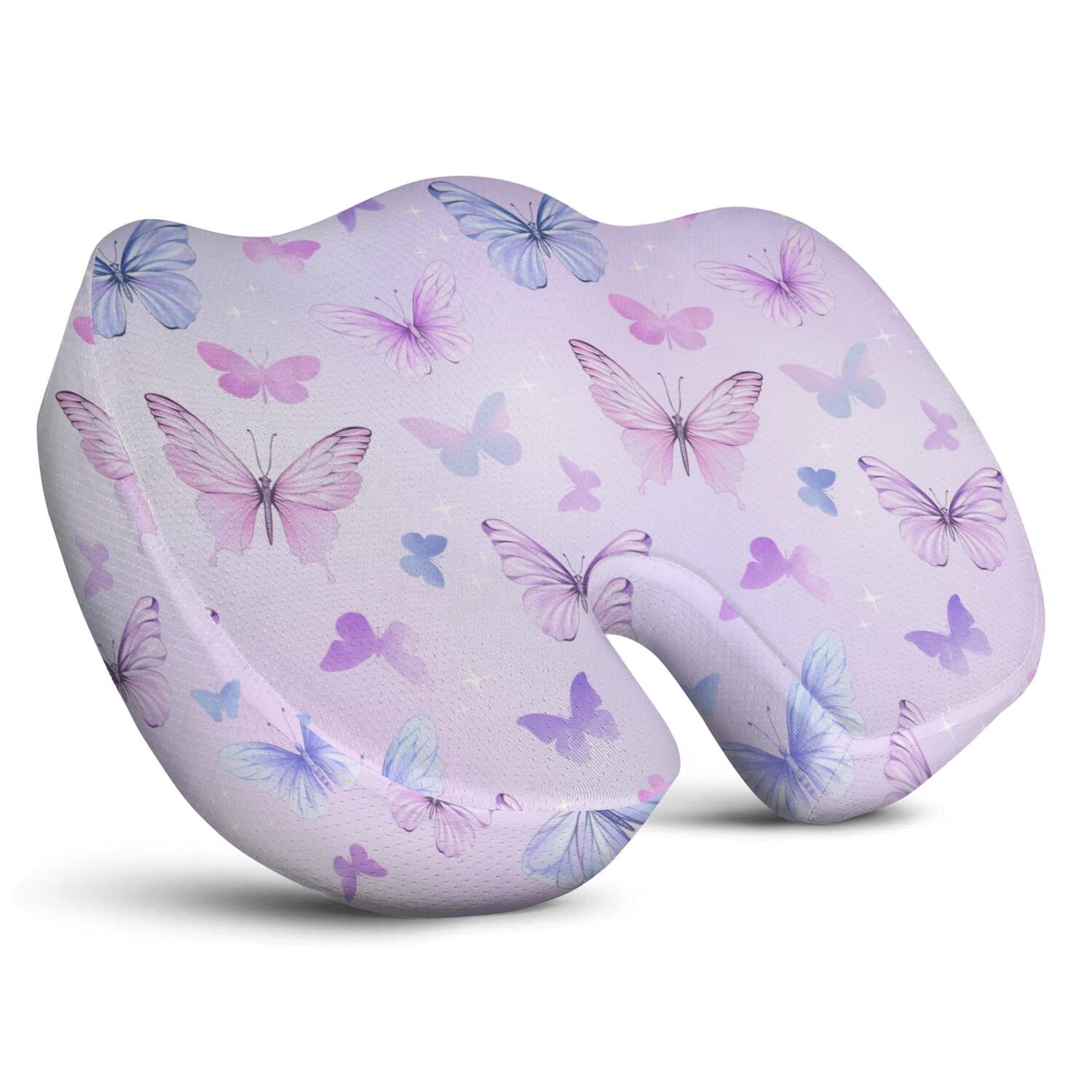 Premium Butterfly Pattern Memory Foam Seat Cushion Ergonomic Chair Pad ...