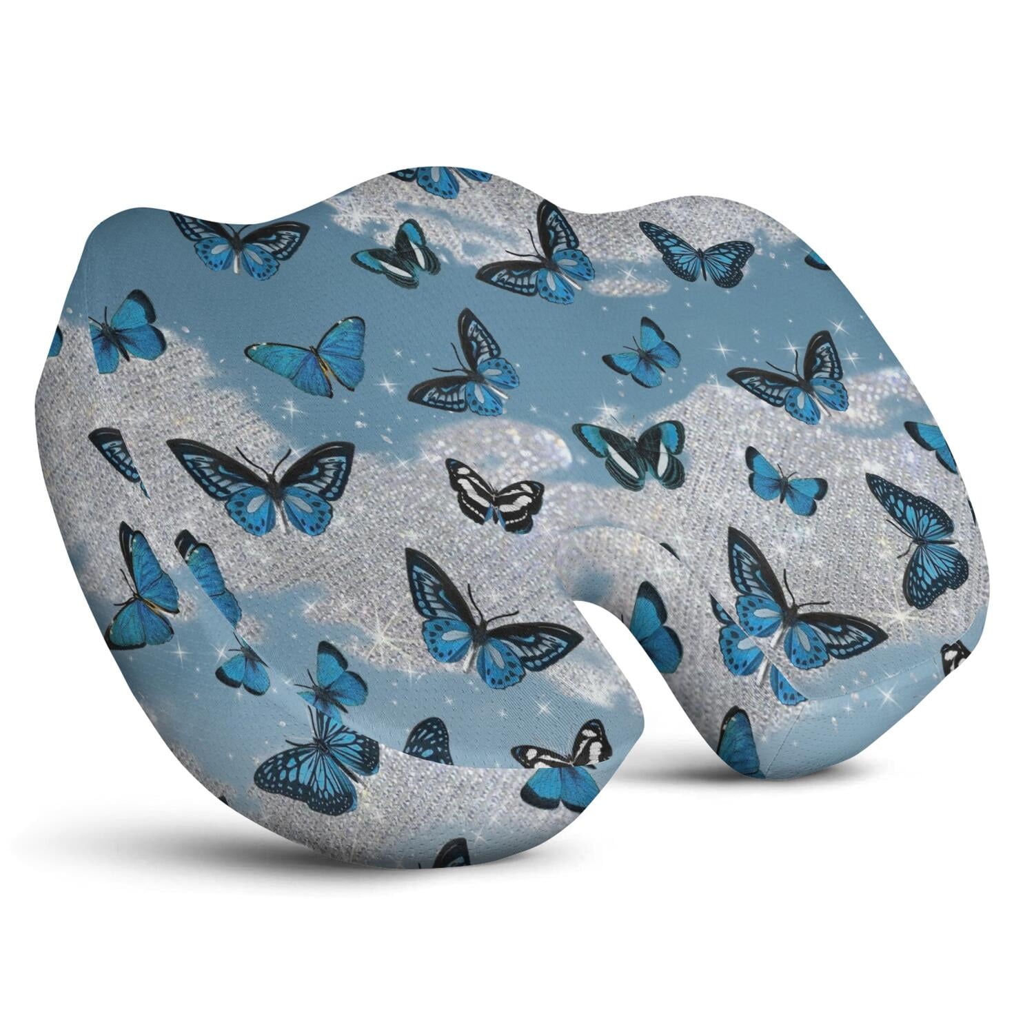 Premium Butterfly Pattern Memory Foam Seat Cushion Ergonomic Chair Pad ...
