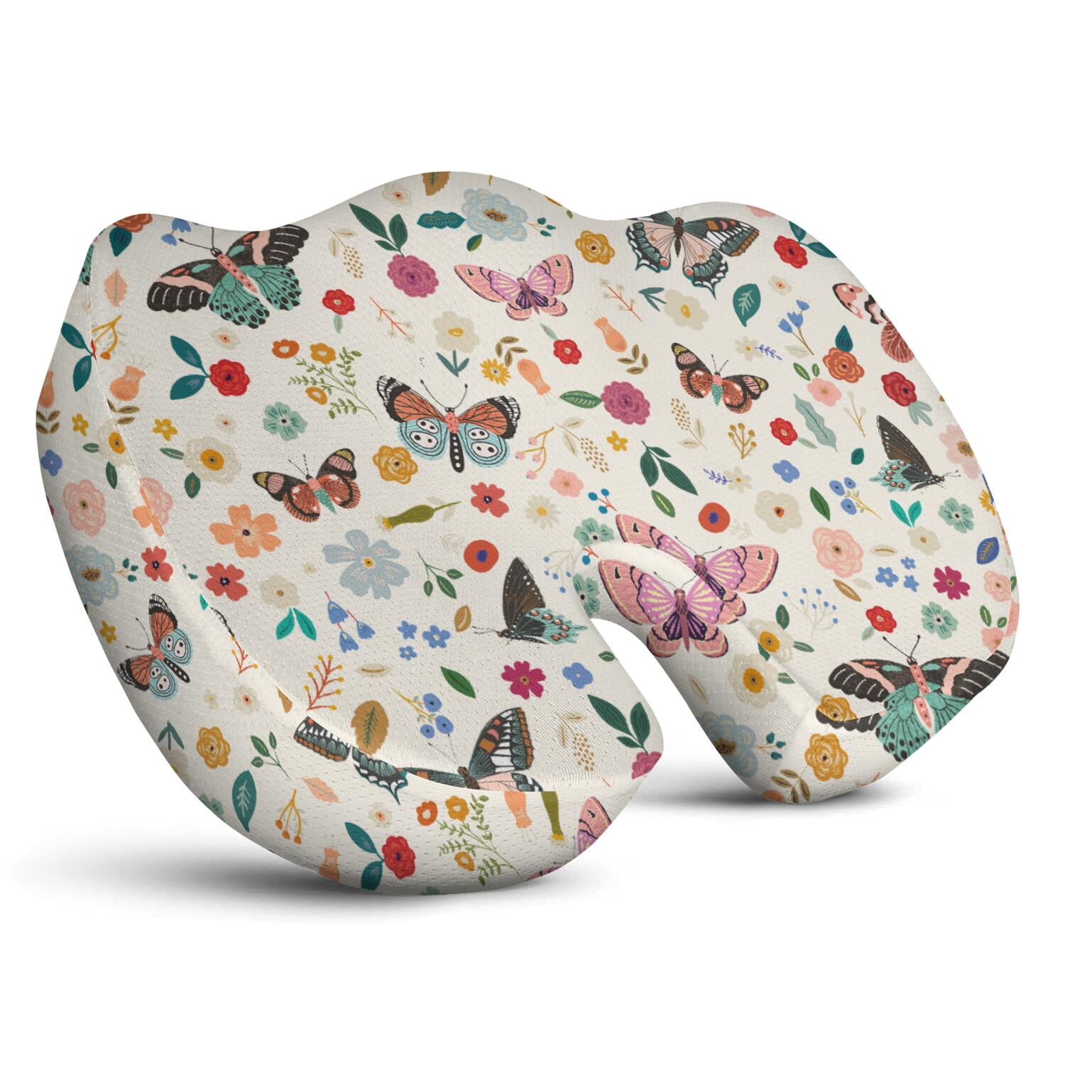 Premium Butterfly Pattern Memory Foam Seat Cushion Ergonomic Chair Pad ...