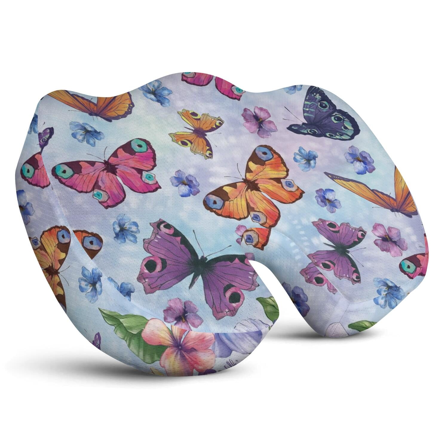 Premium Butterfly Pattern Memory Foam Seat Cushion Ergonomic Chair Pad ...