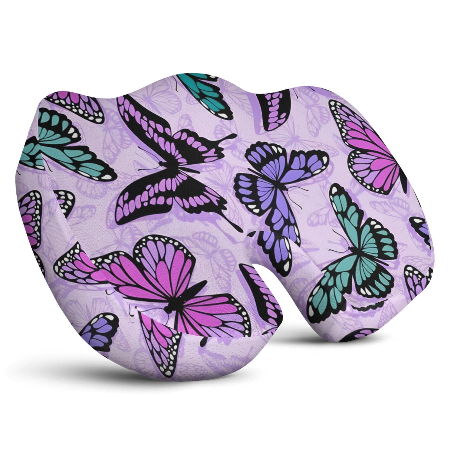 Premium Butterfly Pattern Memory Foam Seat Cushion Ergonomic Chair Pad ...