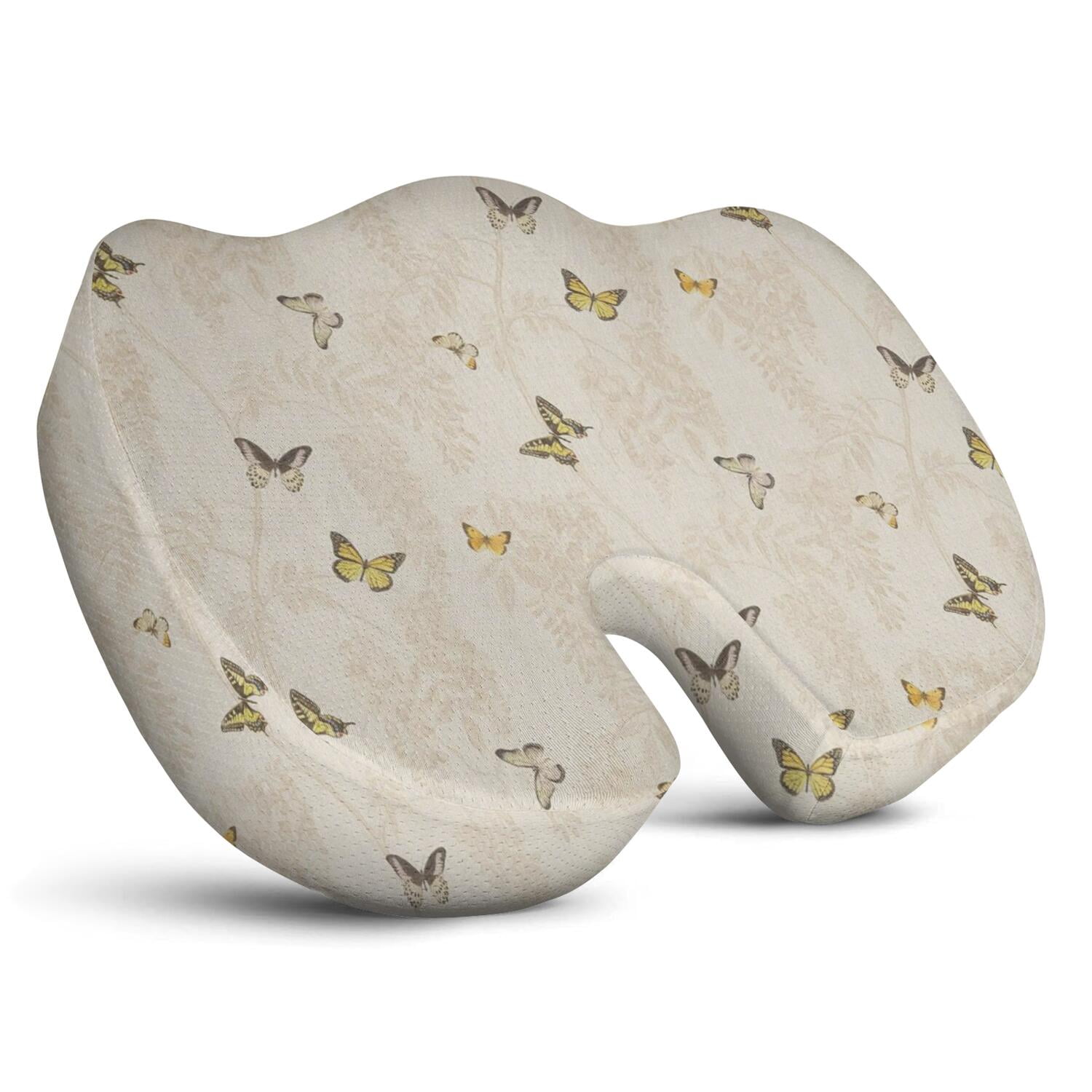 Premium Butterfly Pattern Memory Foam Seat Cushion Ergonomic Chair Pad ...