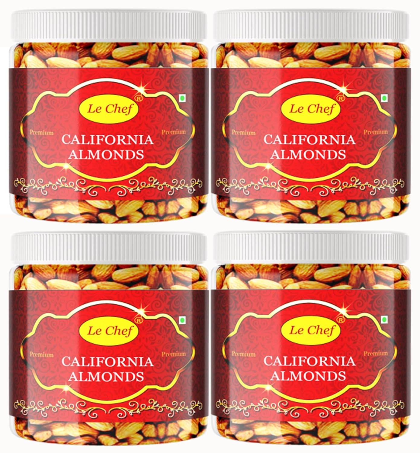 Premium California Almonds By Le Chef 1kg, (250gm * Pack Of 4 ...