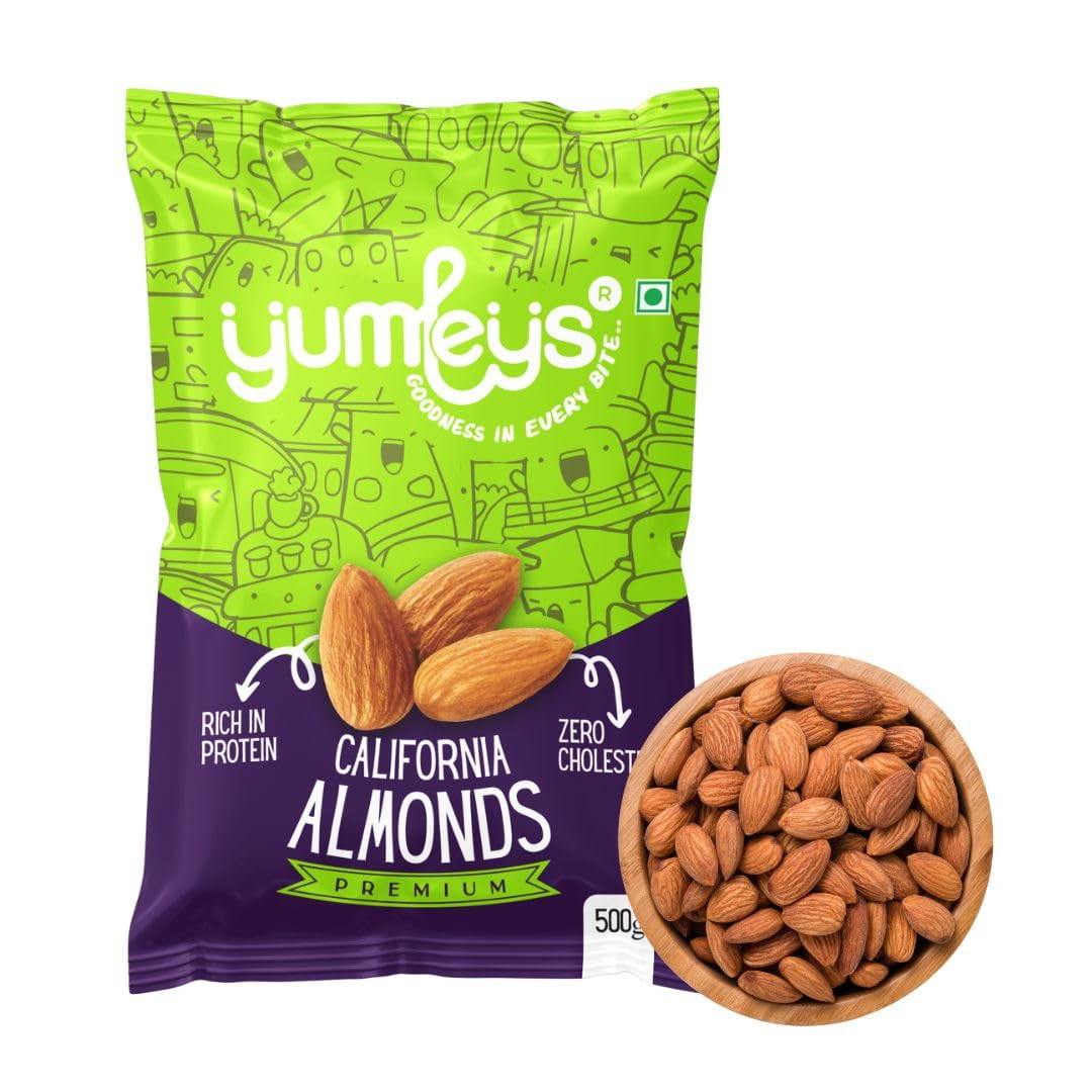 Premium California Almonds By Yumleys 500gm, | High In Protein & Fiber ...