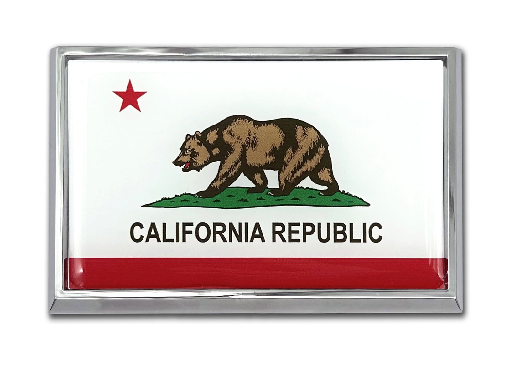 Premium California Republic CA State Flag with Bear All Metal Chrome ...