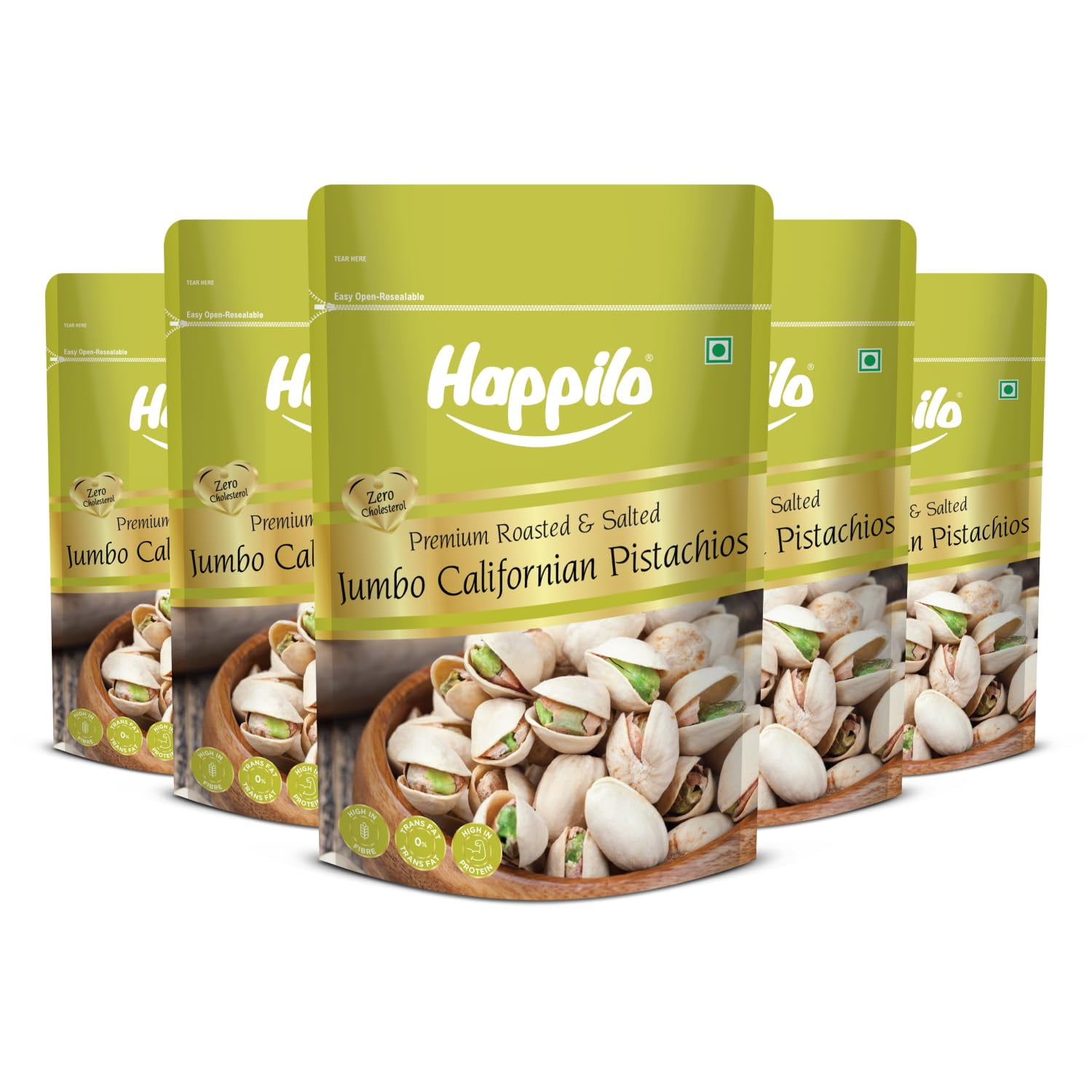 Premium California Roasted & Salted Pistachios By Happilo 1kg, (200gm * Pack Of 5) | High ...