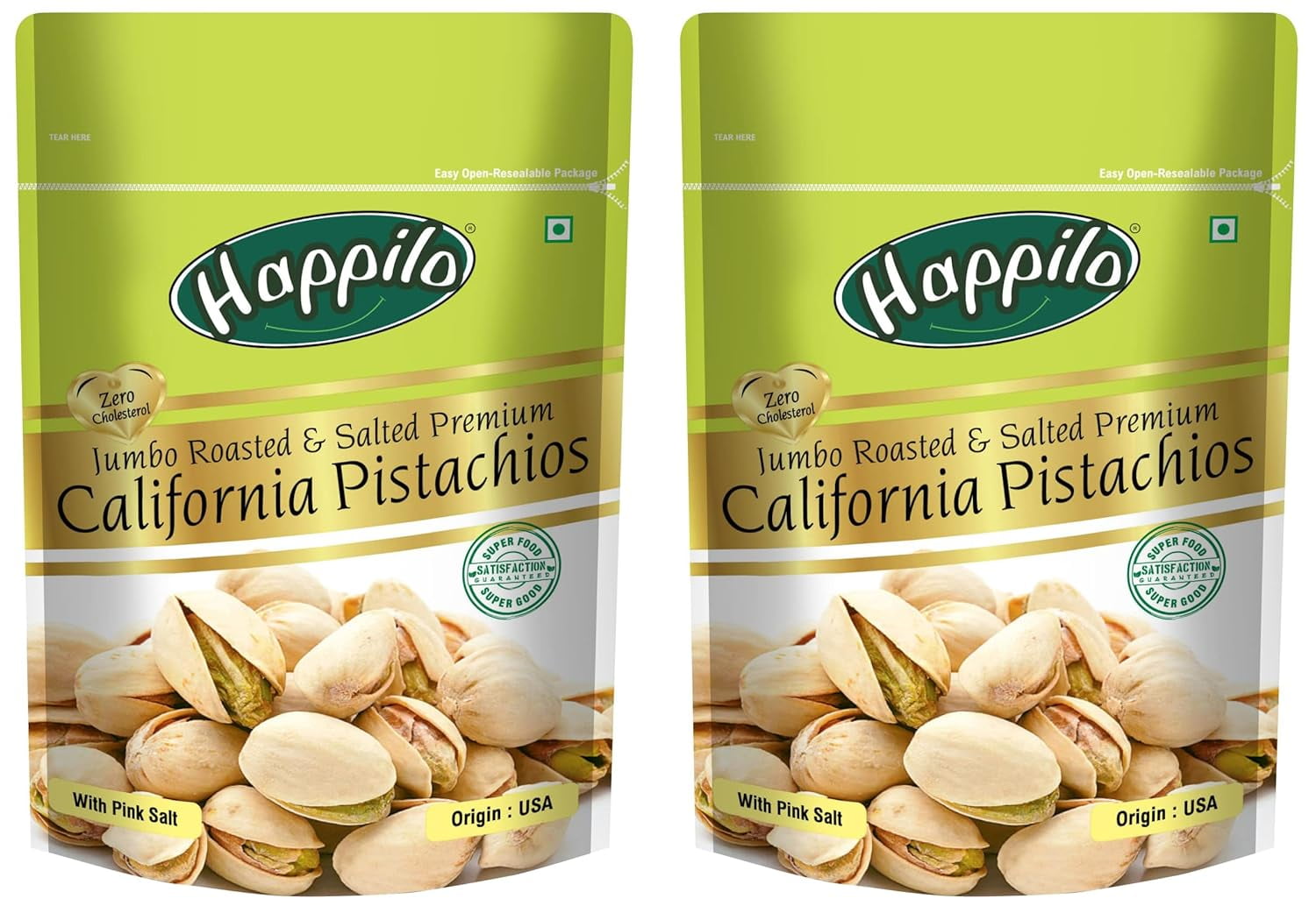Premium California Roasted & Salted Pistachios By Happilo 400gm, (200gm * Pack Of 2) | High In ...