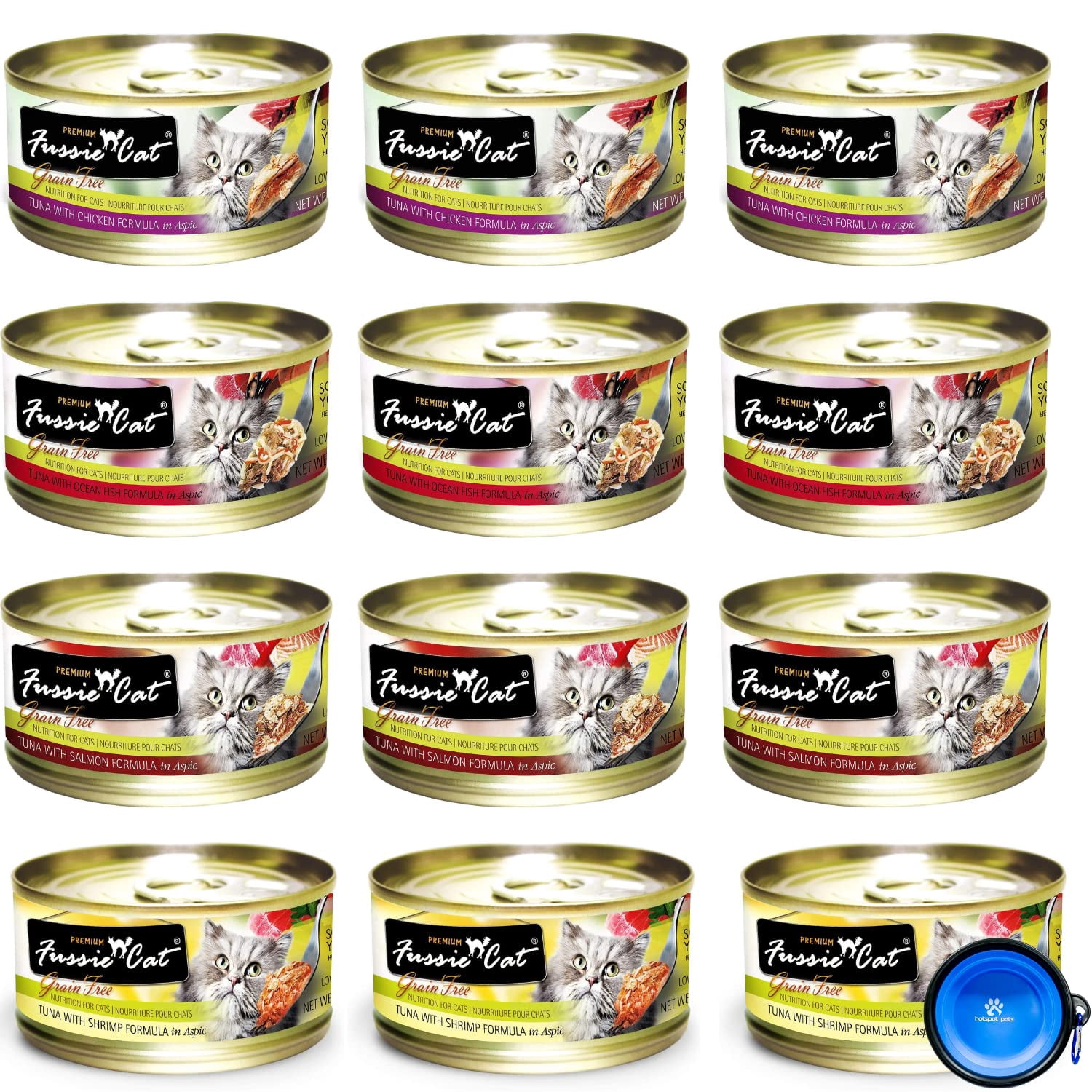 Premium Canned Grain Free Cat Wet Food - Variety 4 Flavors Pack Food ...