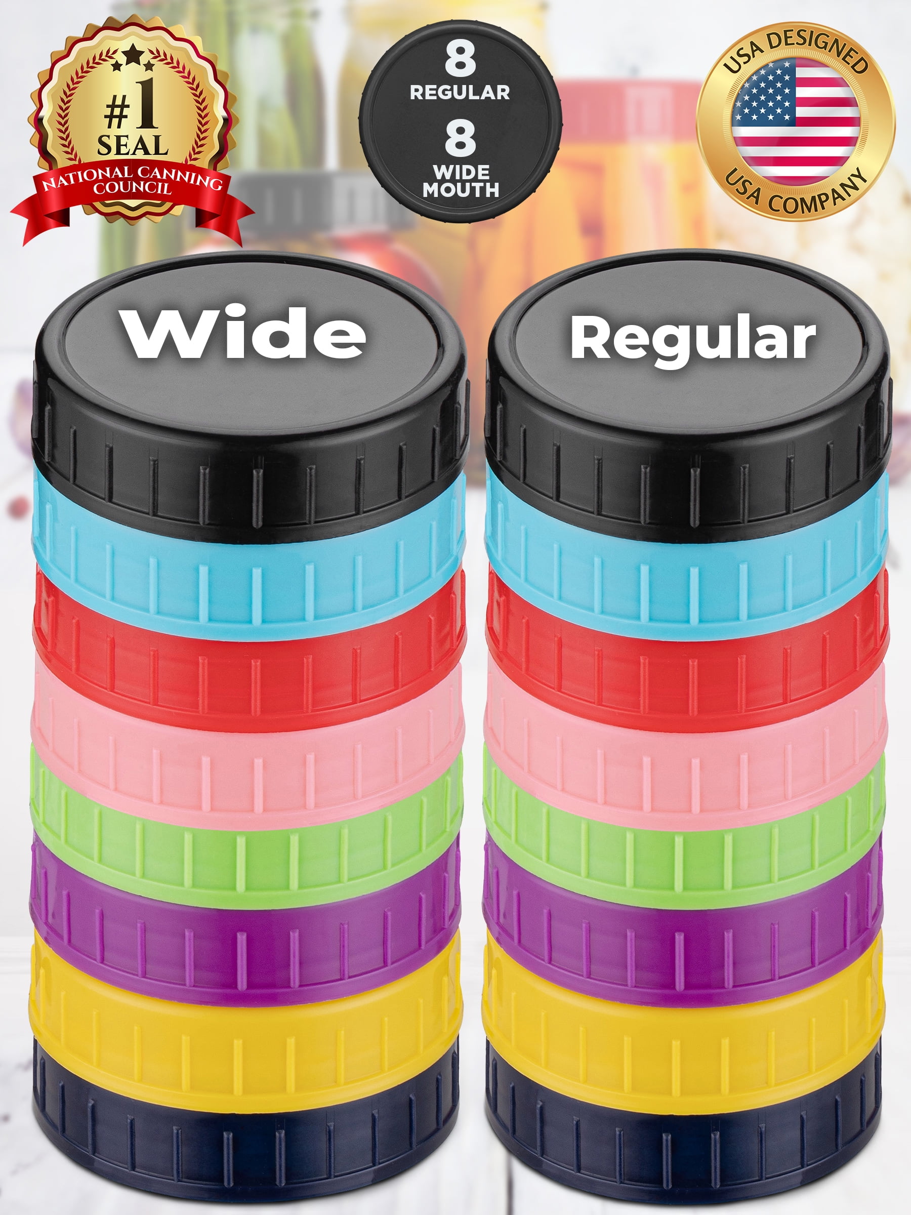 Premium Canning Lids for Mason Jars (8 Pcs Regular-Mouth + 8 Pcs Wide ...