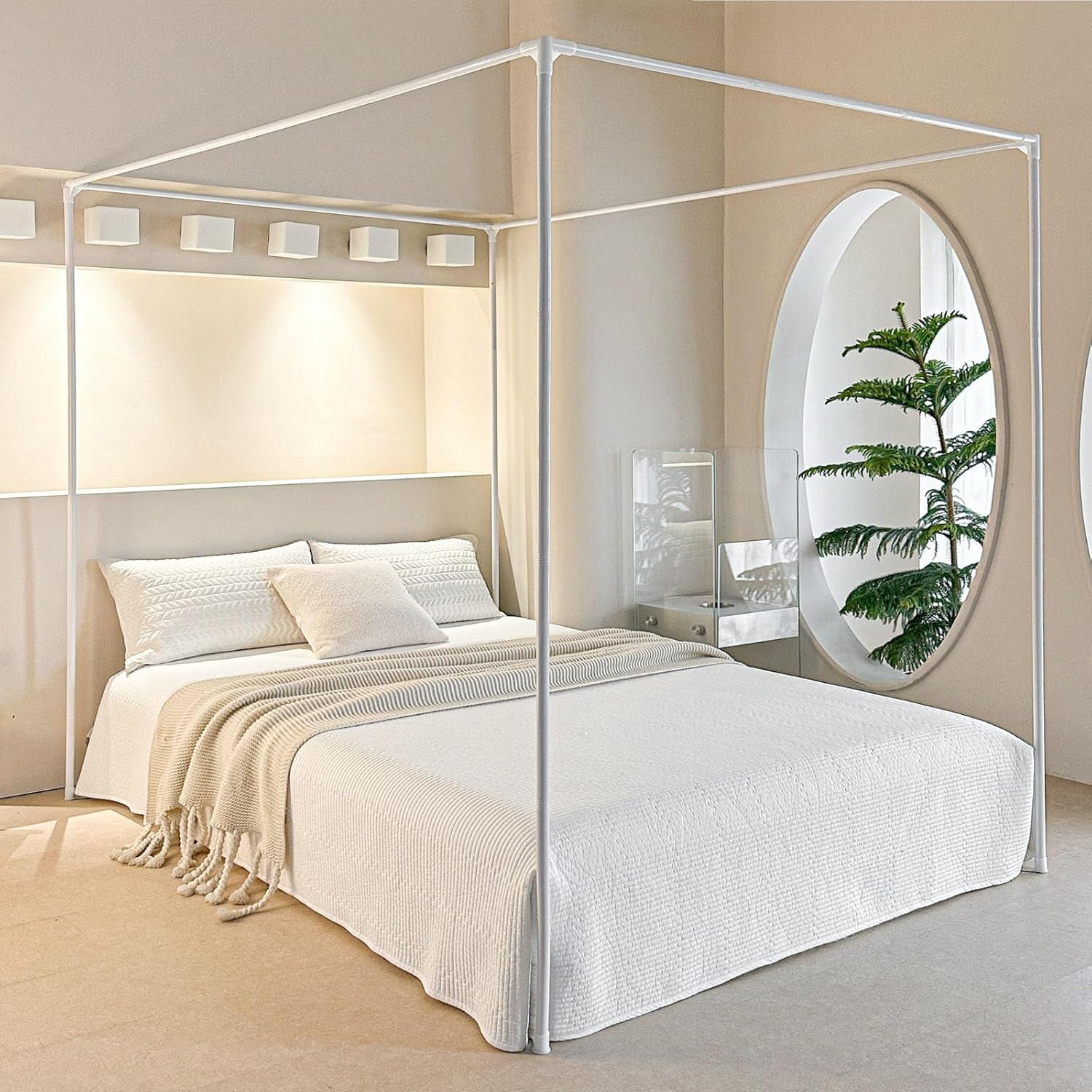 Premium Canopy Bed Frame Posts for Full Size Beds - Sturdy Metal Poles ...