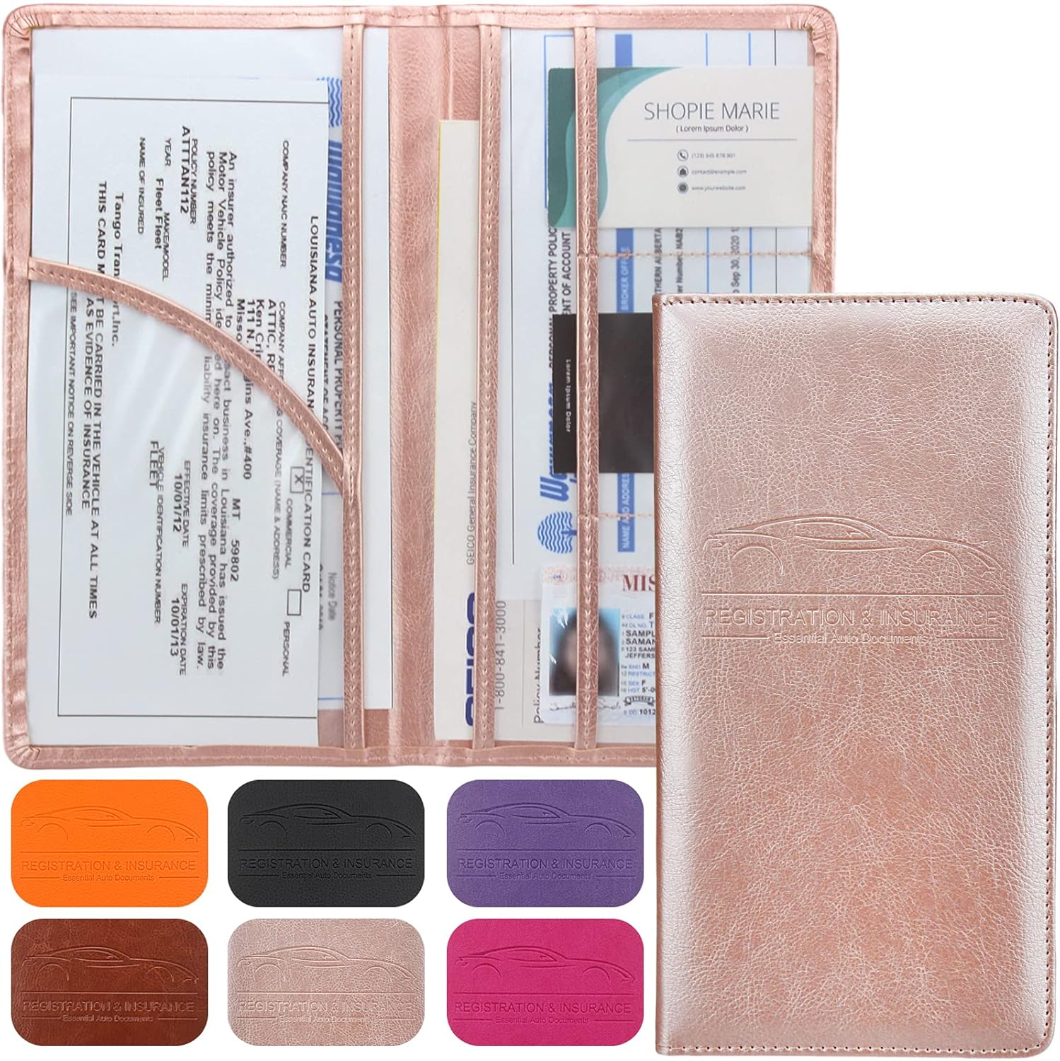 Premium Car Registration & Insurance Card Holder with Magnetic Shut ...