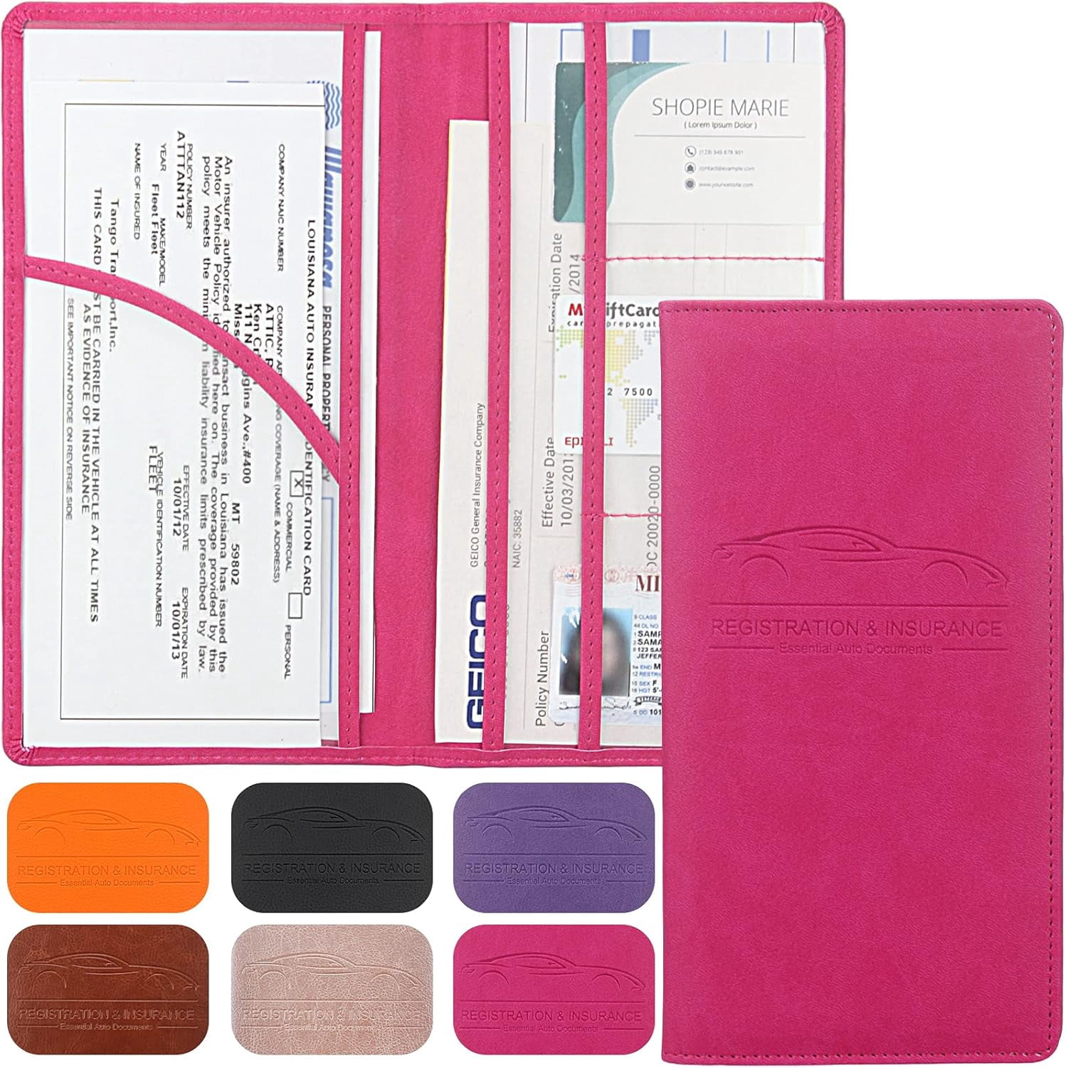 Premium Car Registration & Insurance Card Holder with Magnetic Shut ...