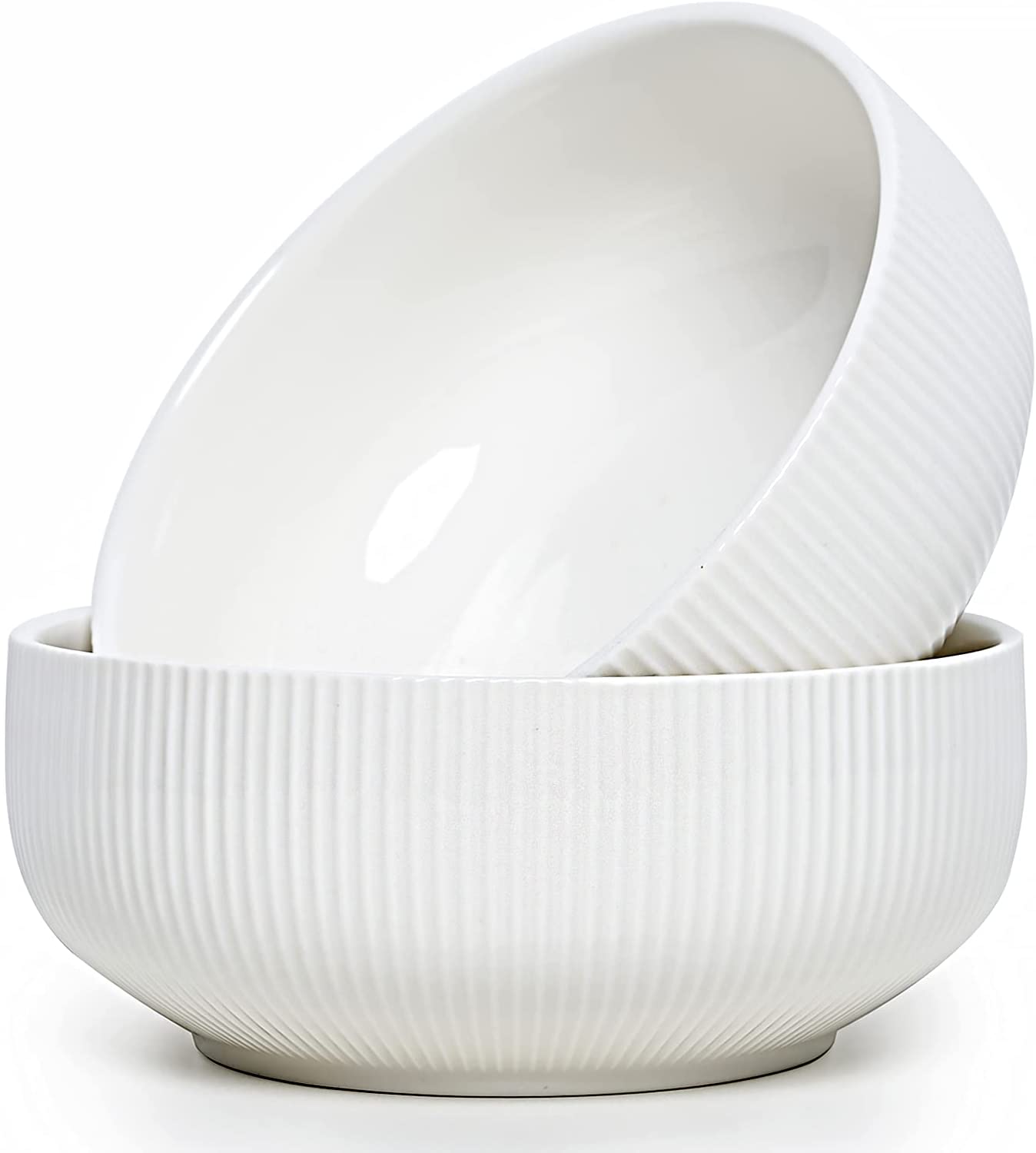 Premium Ceramic Salad Bowl Set - 8 60 oz Large Serving Bowls ...