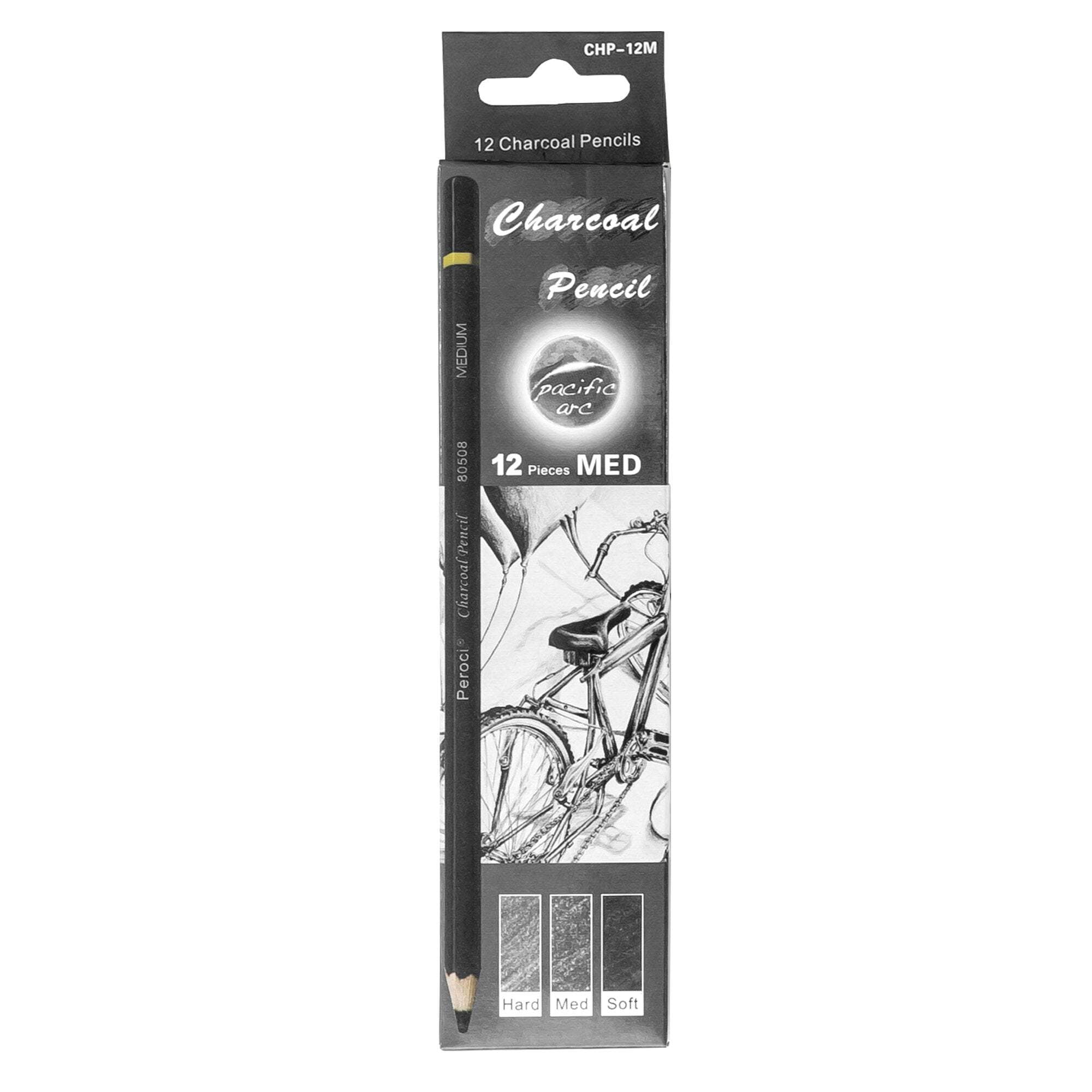 Premium Charcoal Drawing Pencils for Artists - 6 Pieces Soft Medium and ...
