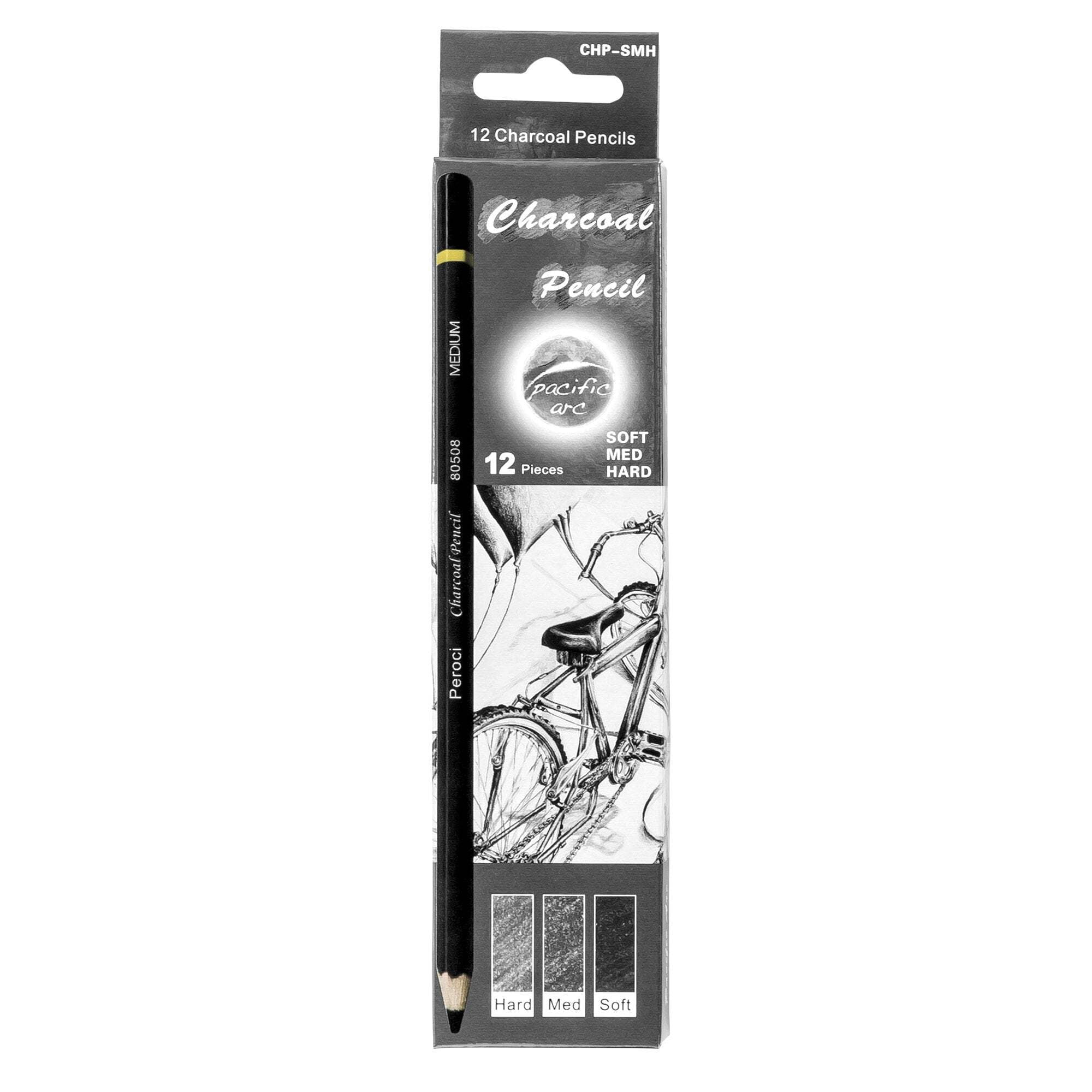 Premium Charcoal Drawing Pencils for Artists - 6 Pieces Soft Medium and ...